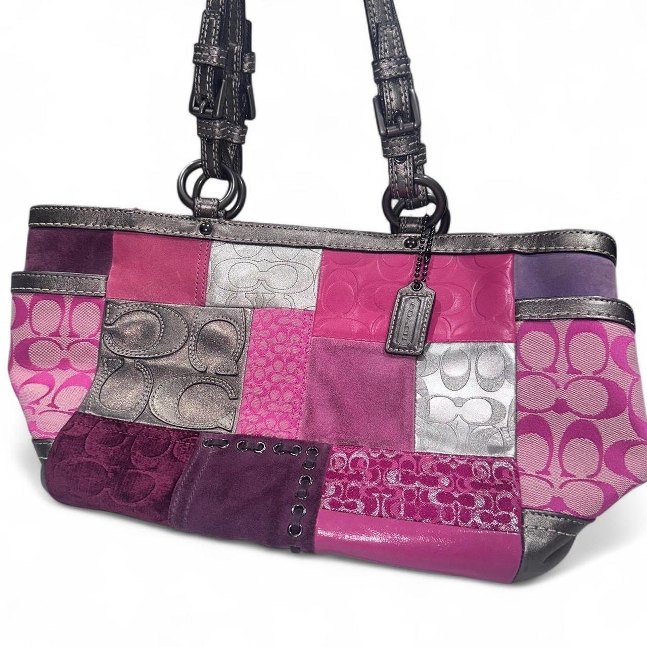 Vintage limited edition pink patchwork Coach bag... | Depop