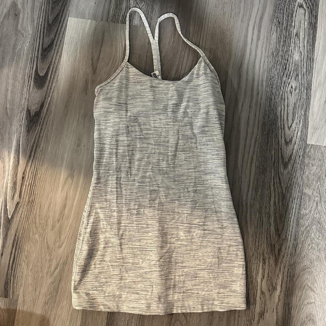 Lululemon Racerback Tank Grey and white stripe Size... - Depop