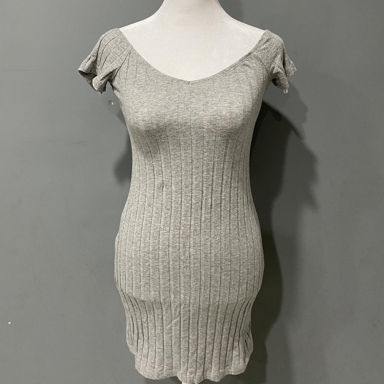 SHEIN Grey BodyCon Dress Size: XS Very shear ,... - Depop