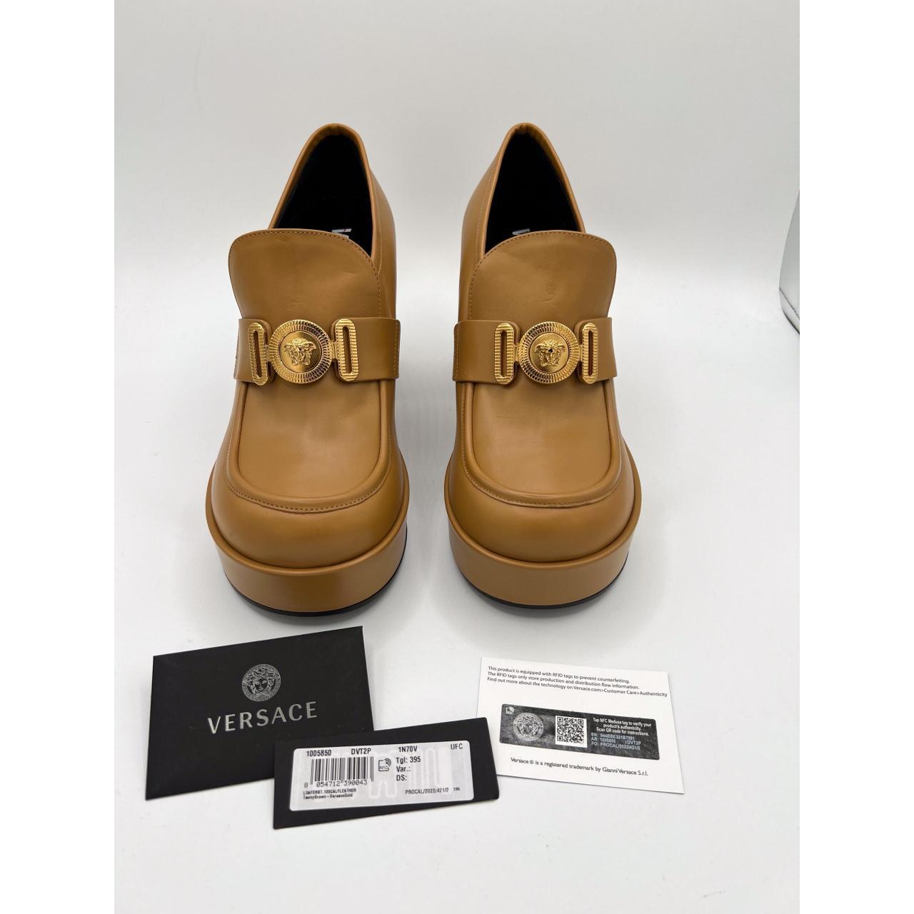 Versace Logo Leather Platform Pumps MSRP:... - Depop