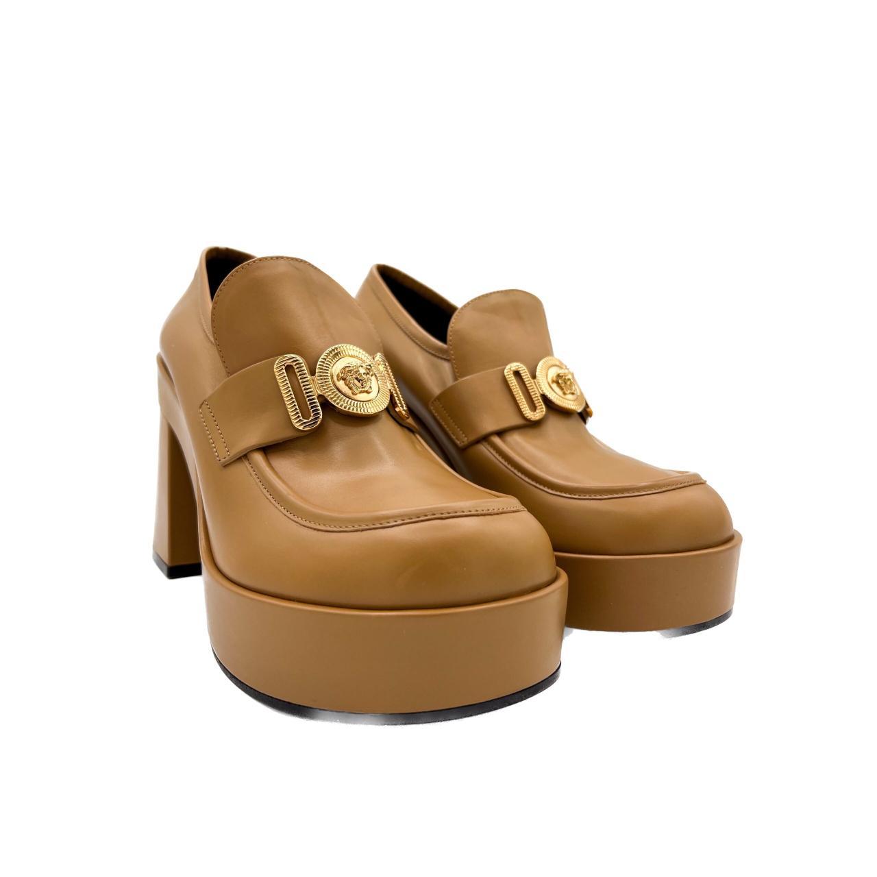 Versace Logo Leather Platform Pumps MSRP:... - Depop