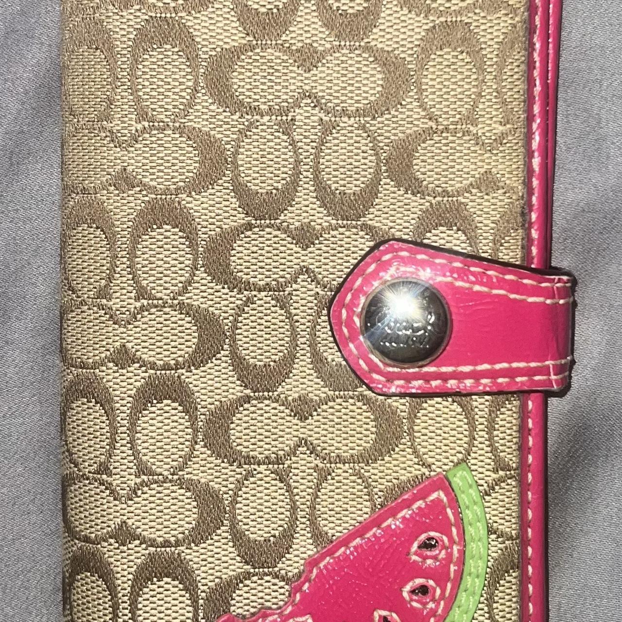 Coach slim wallet with watermelon accent, wallet has... - Depop