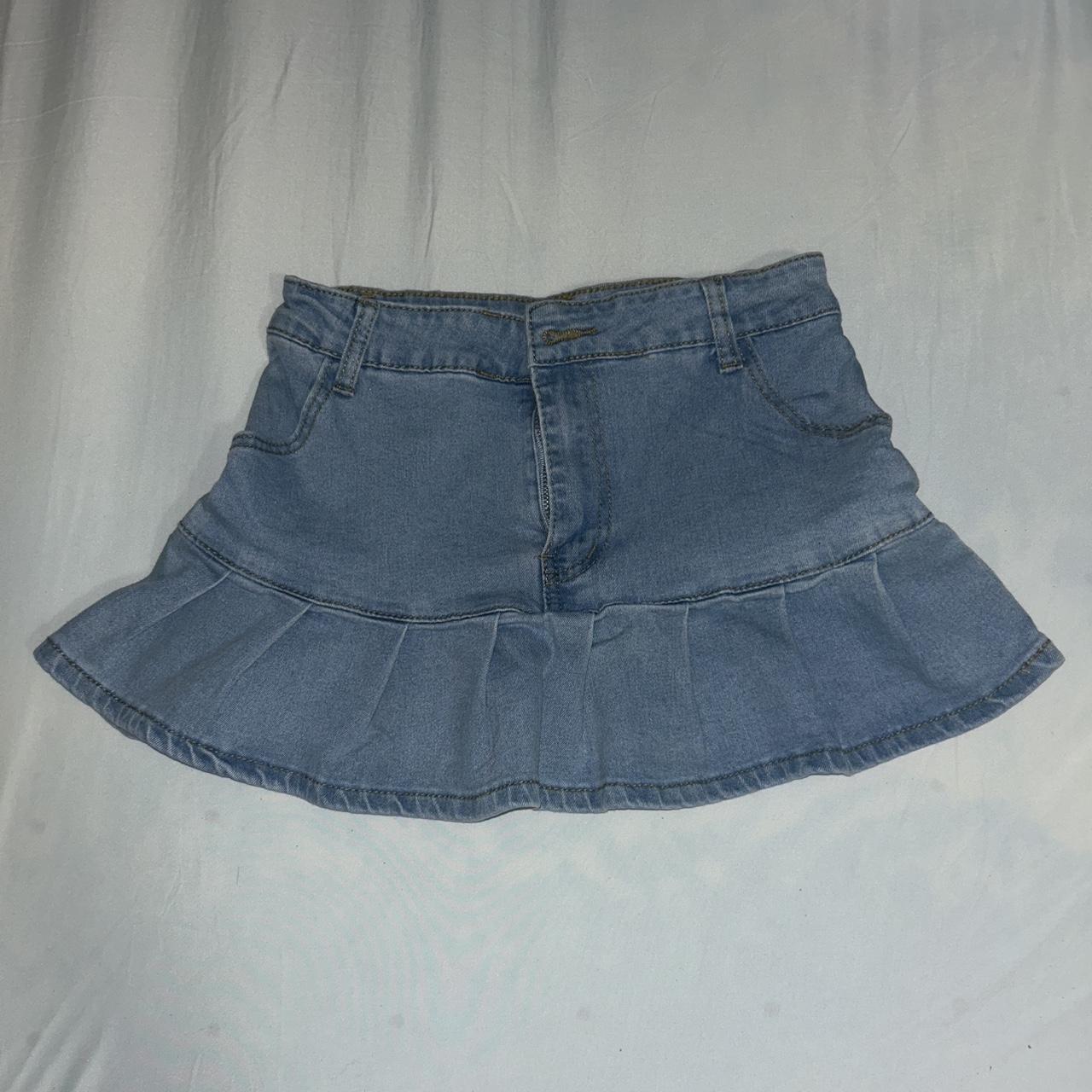 Mini denim poof skirt - fits a size zero/25in... | Depop