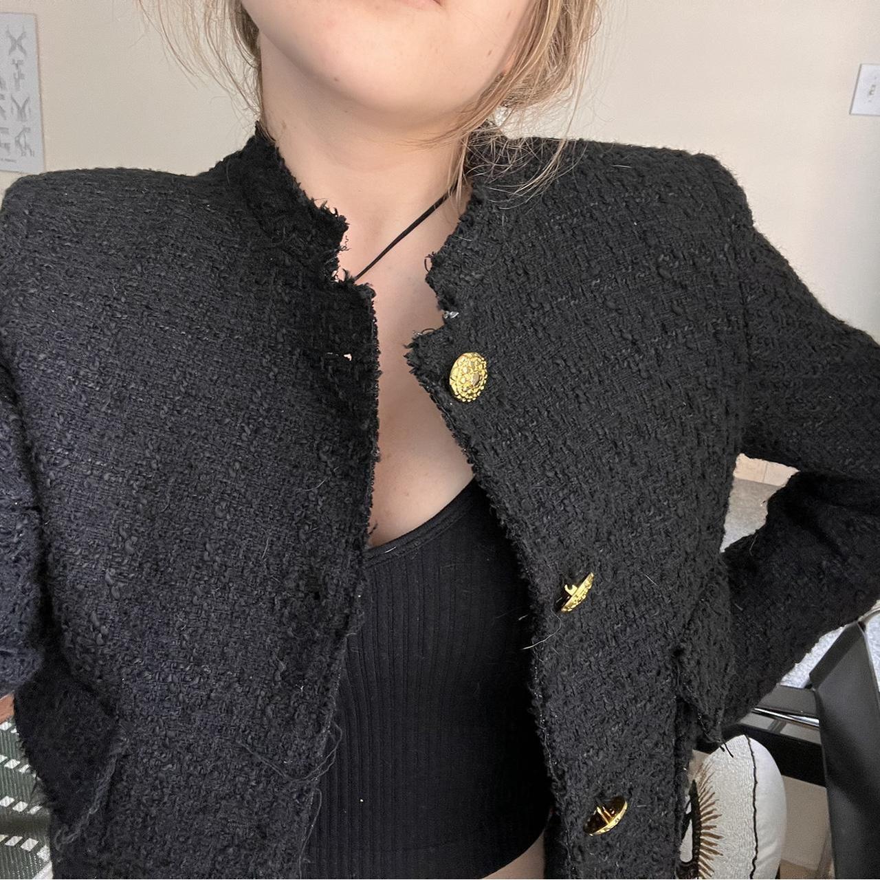 Zara work blazer with gold accents Sick patterns on... - Depop