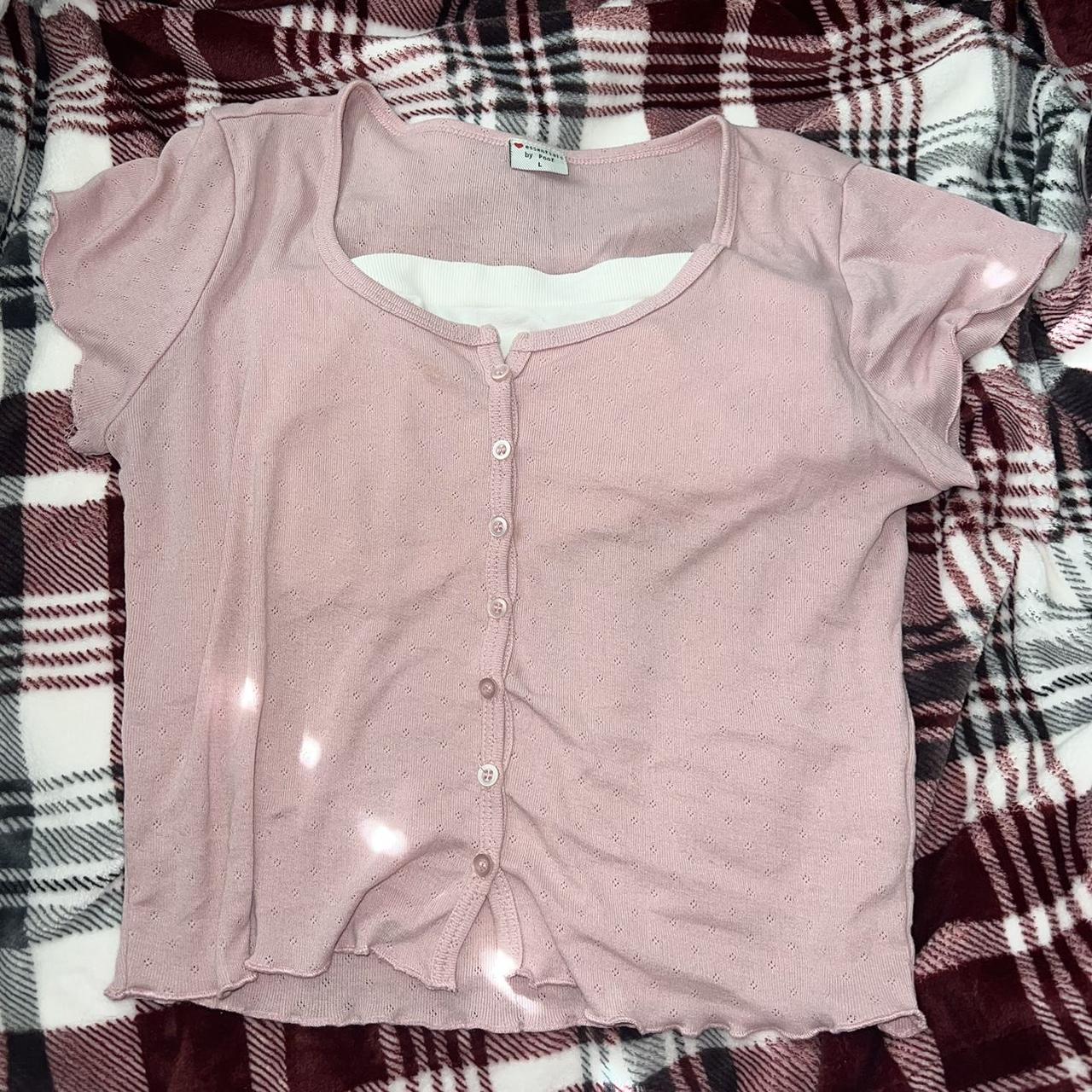 ʚĭɞ light pink button up top doesn’t come with... - Depop