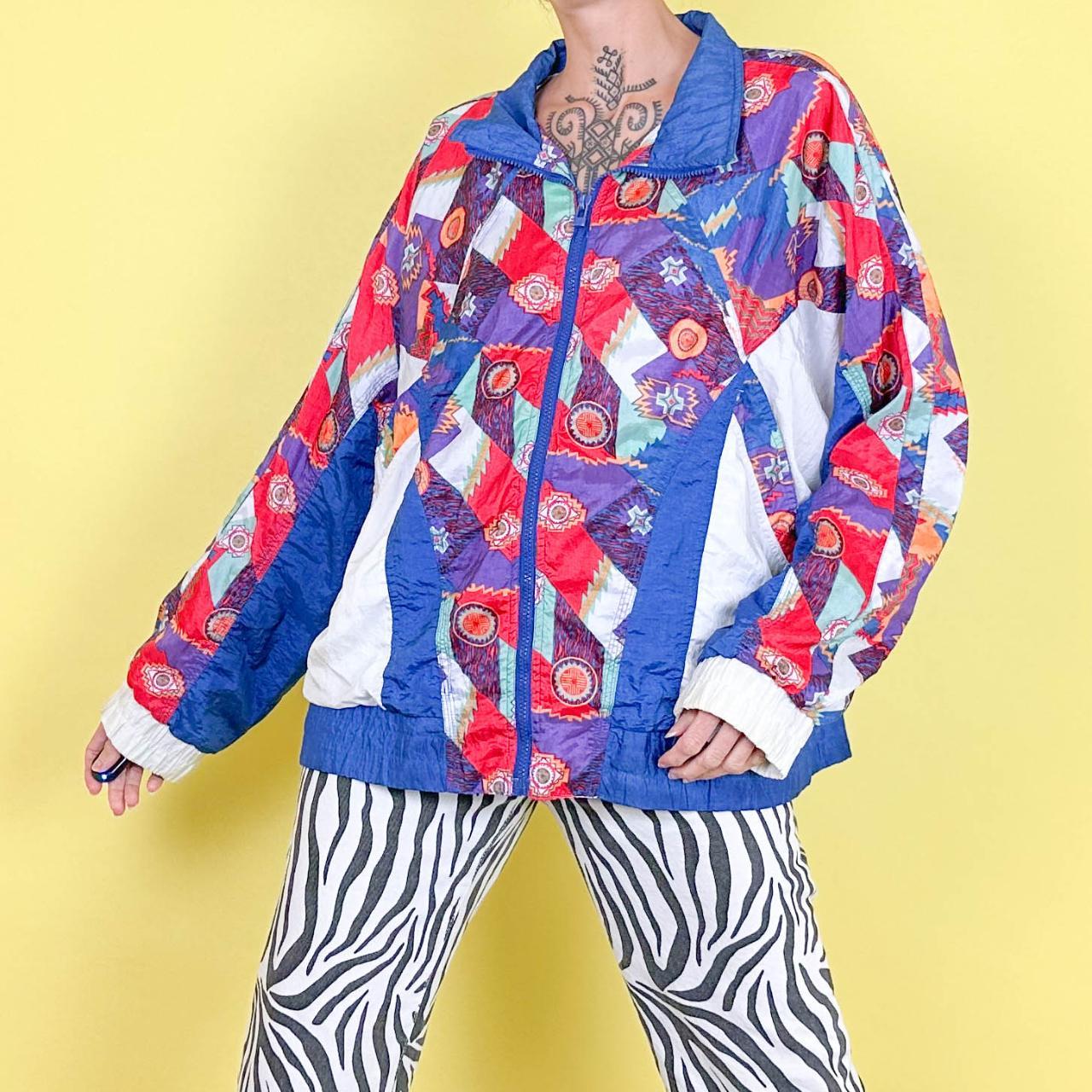Vintage crazy patterned funky jacket / windbreaker.... - Depop