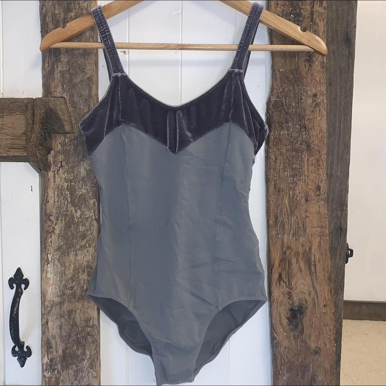 Grey Velvet Leotard Bra lining So Danca High... - Depop