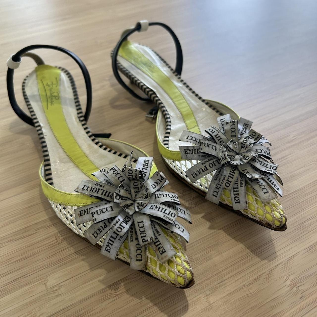 EMILIO PUCCI Low Mesh Ribbon Sling Heel Colour:... - Depop