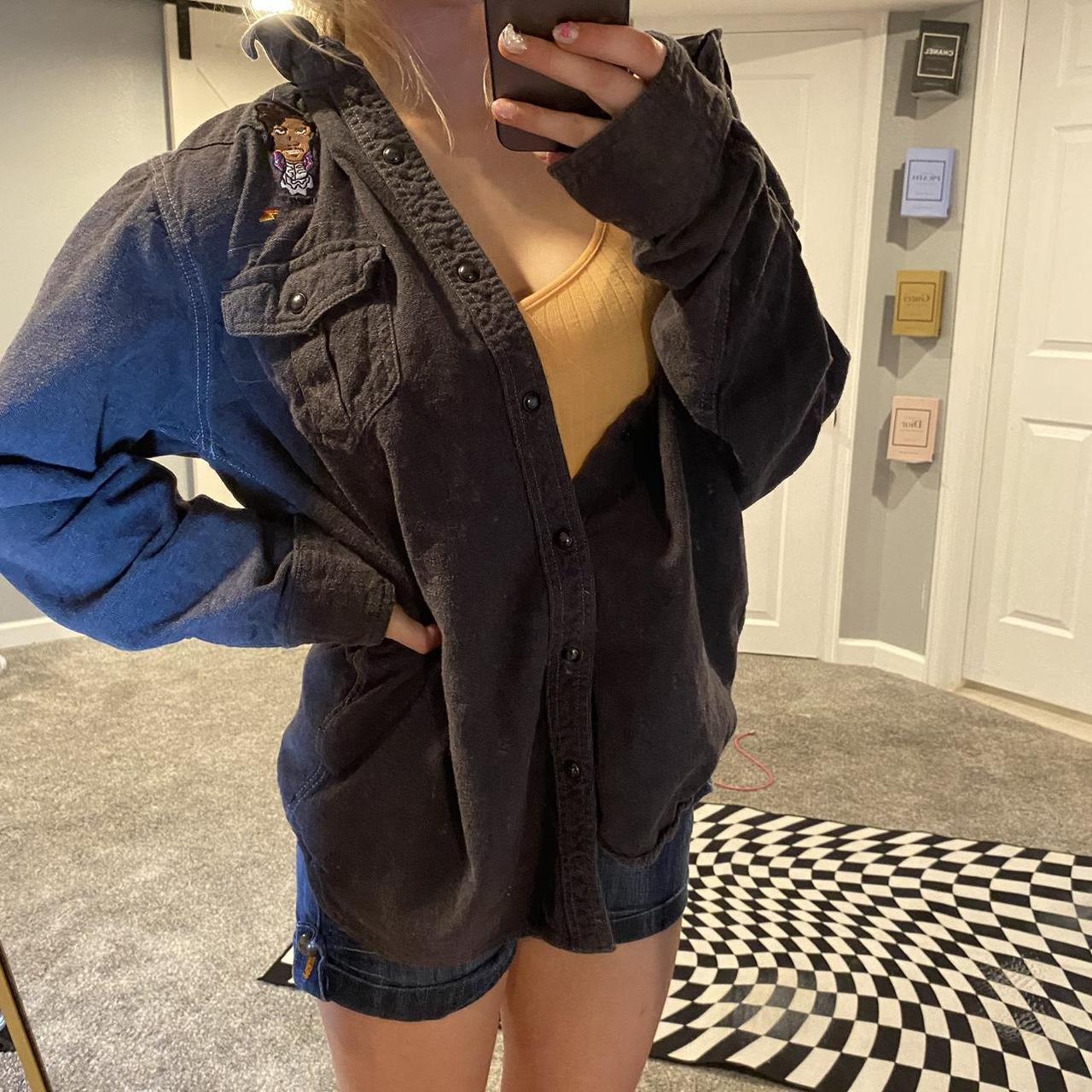 - y2k route 66 dark grey/black flannel with... - Depop