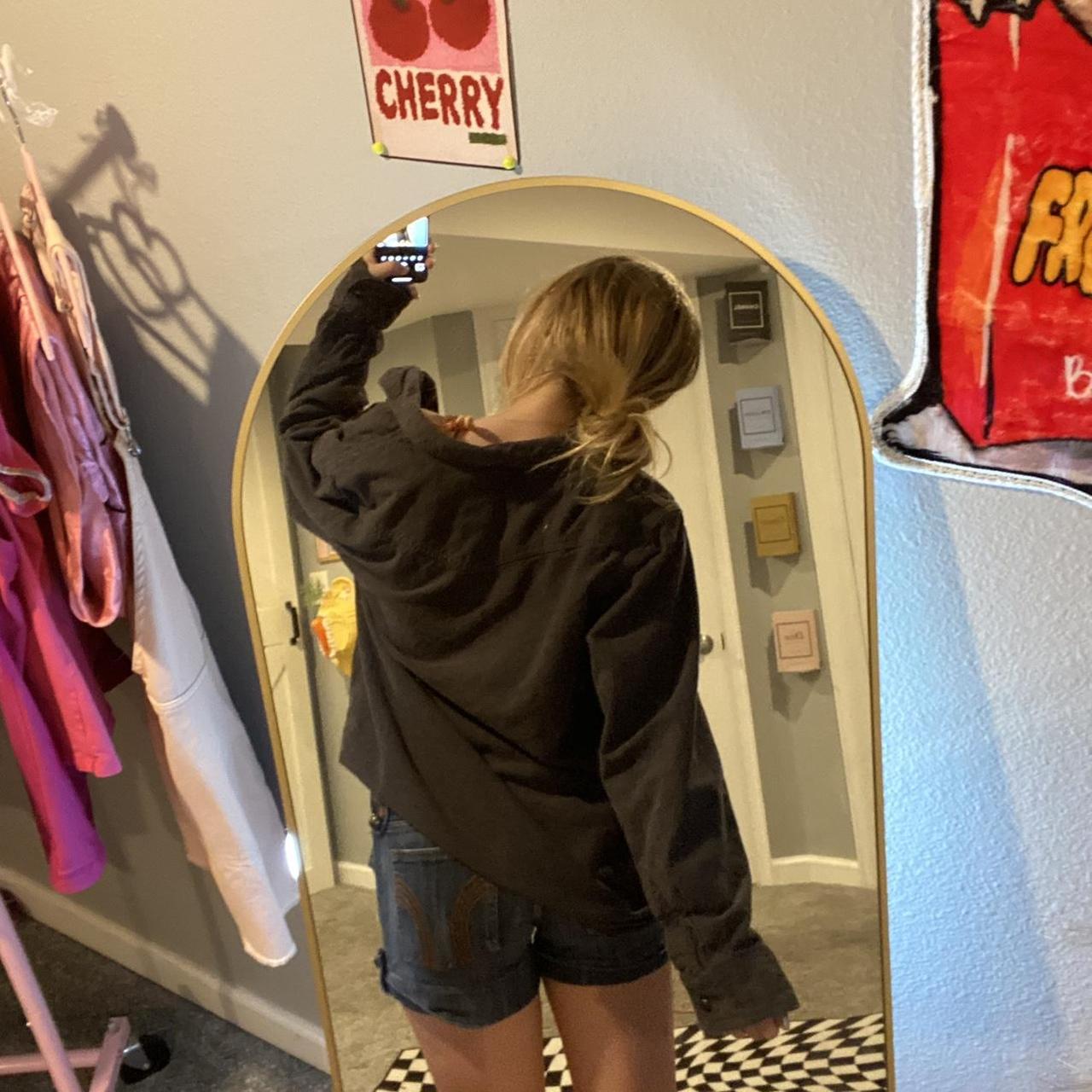 - y2k route 66 dark grey/black flannel with... - Depop