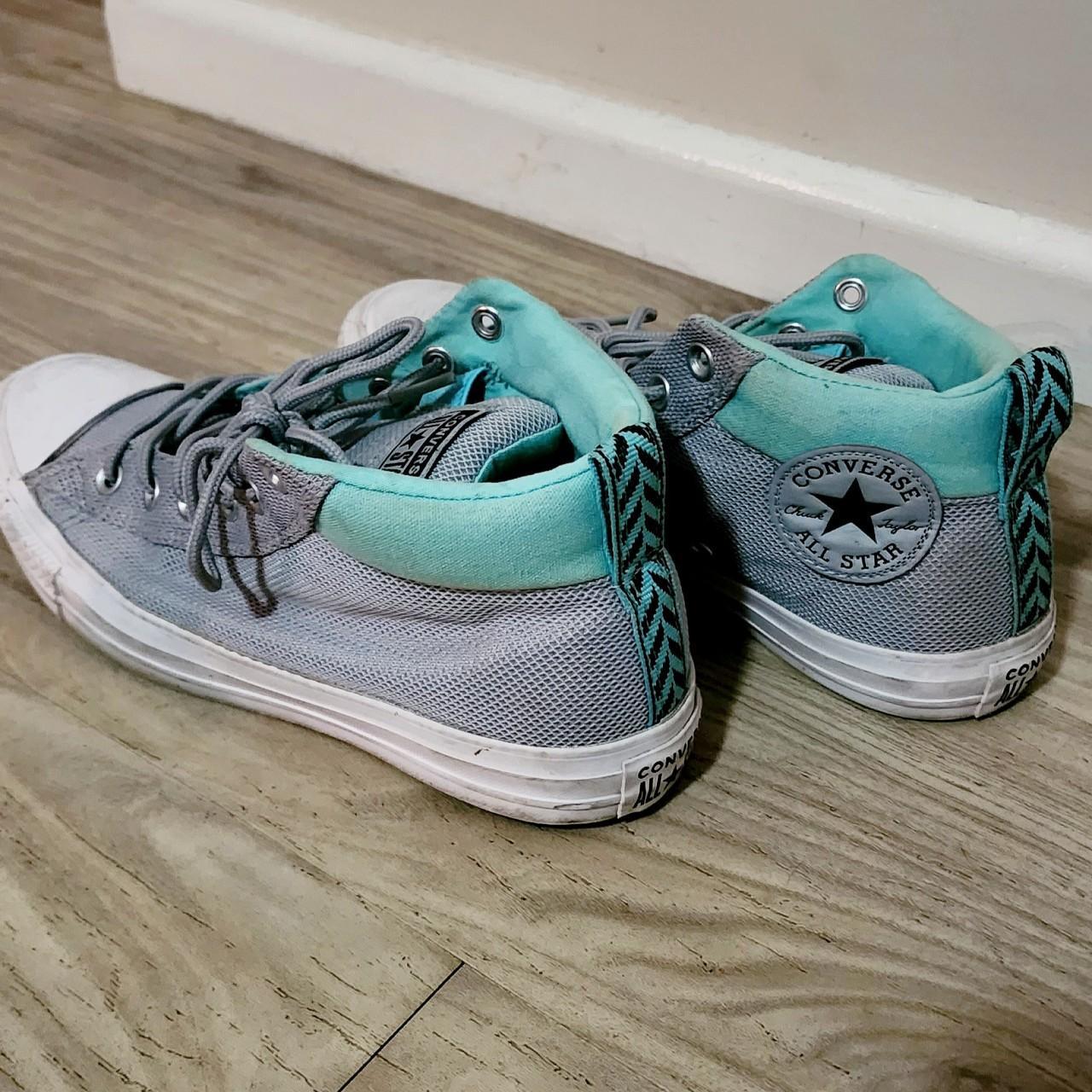 Grey and blue convers, these look way better in... - Depop