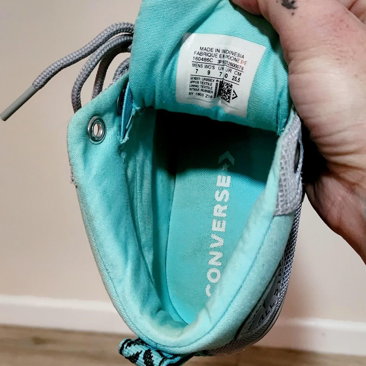 Grey and blue convers, these look way better in... - Depop