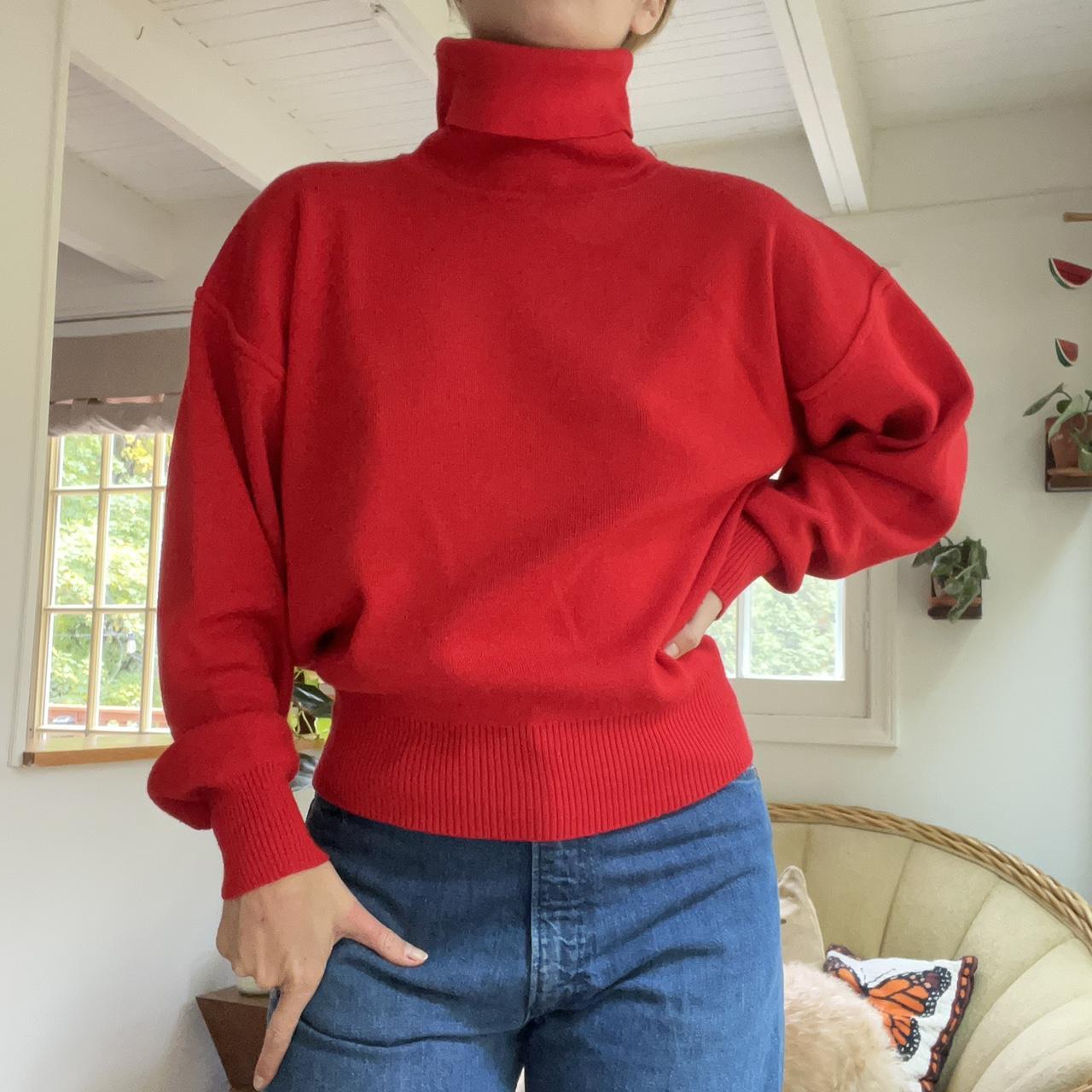 vintage chunky red sweater, fits like a medium but... - Depop
