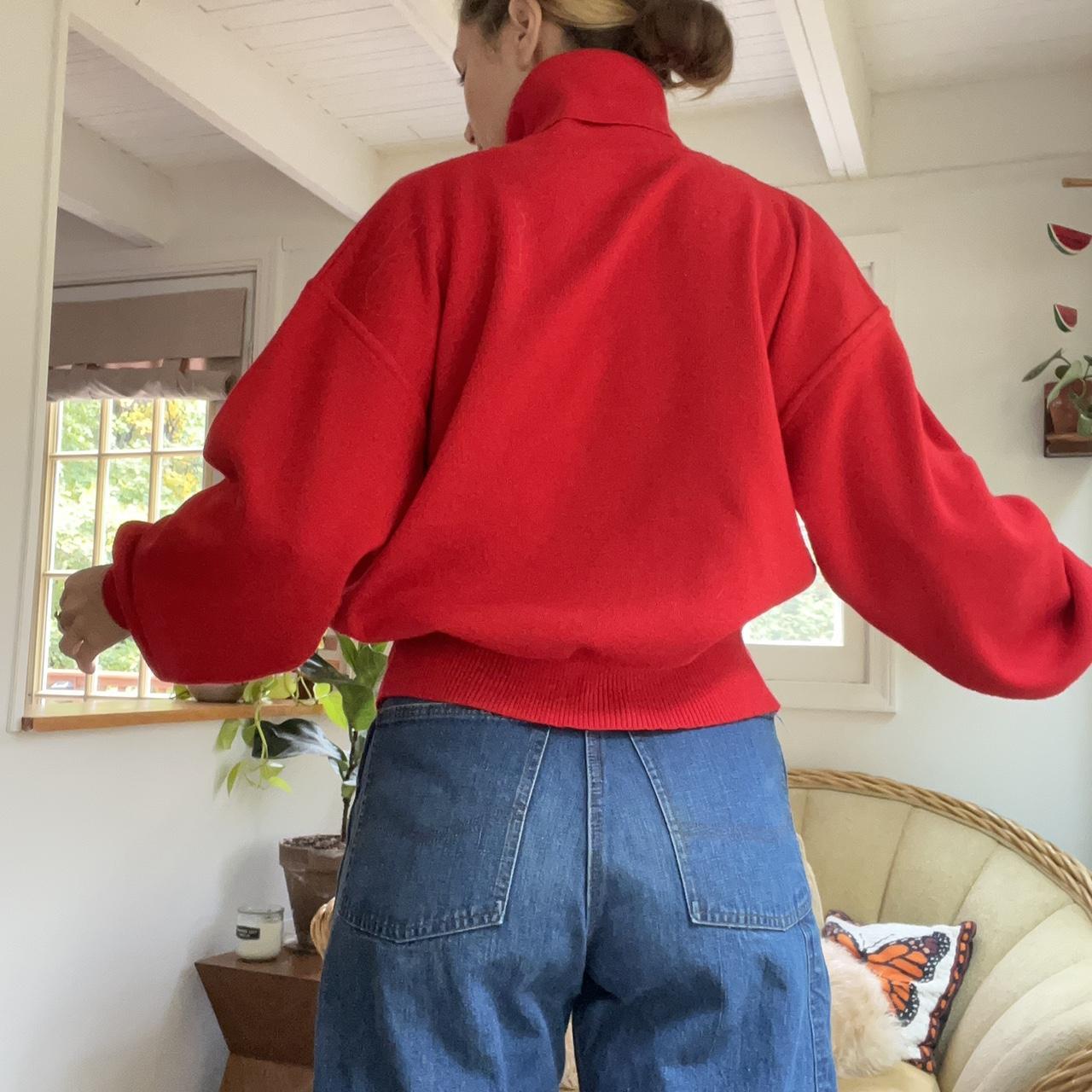 vintage chunky red sweater, fits like a medium but... - Depop