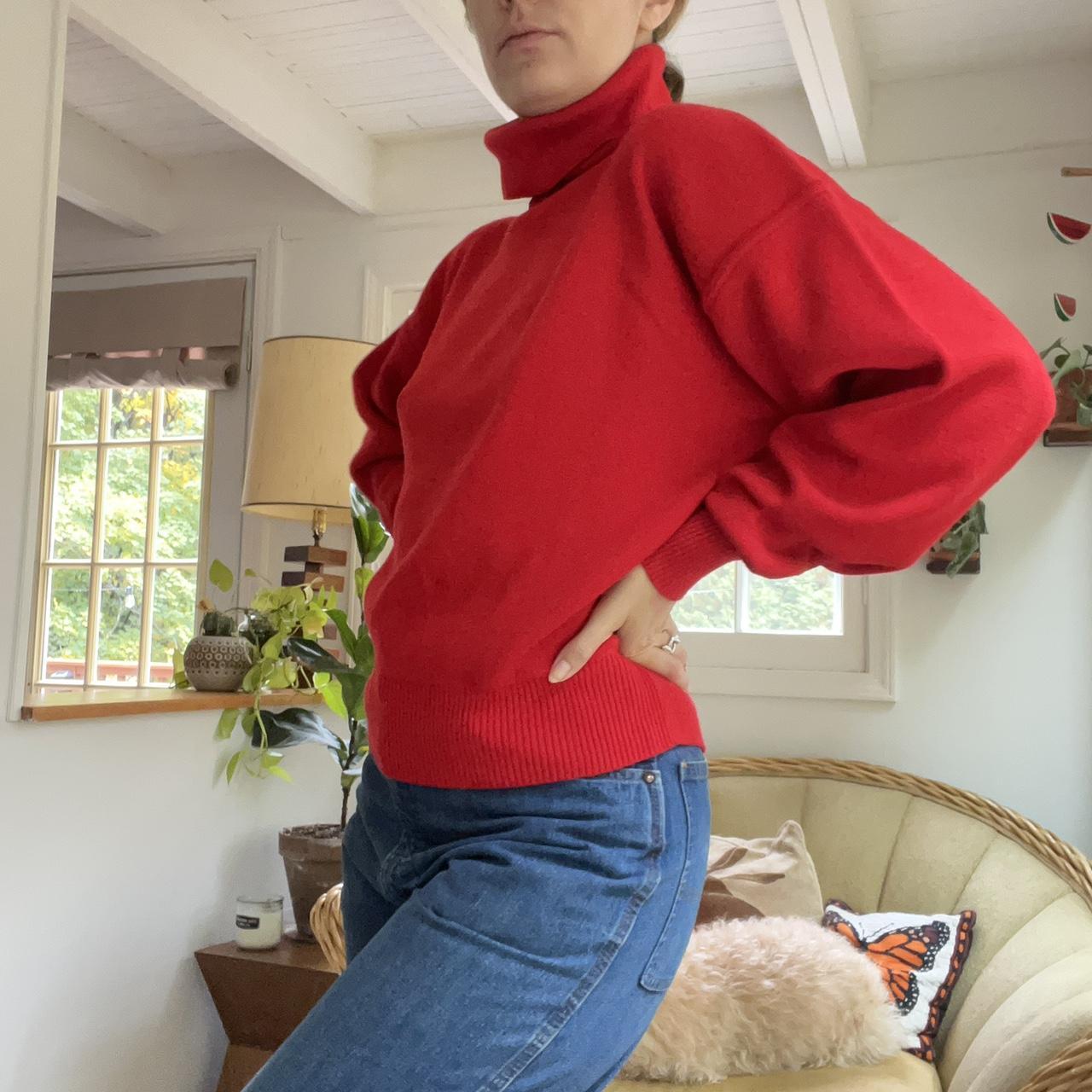 vintage chunky red sweater, fits like a medium but... - Depop