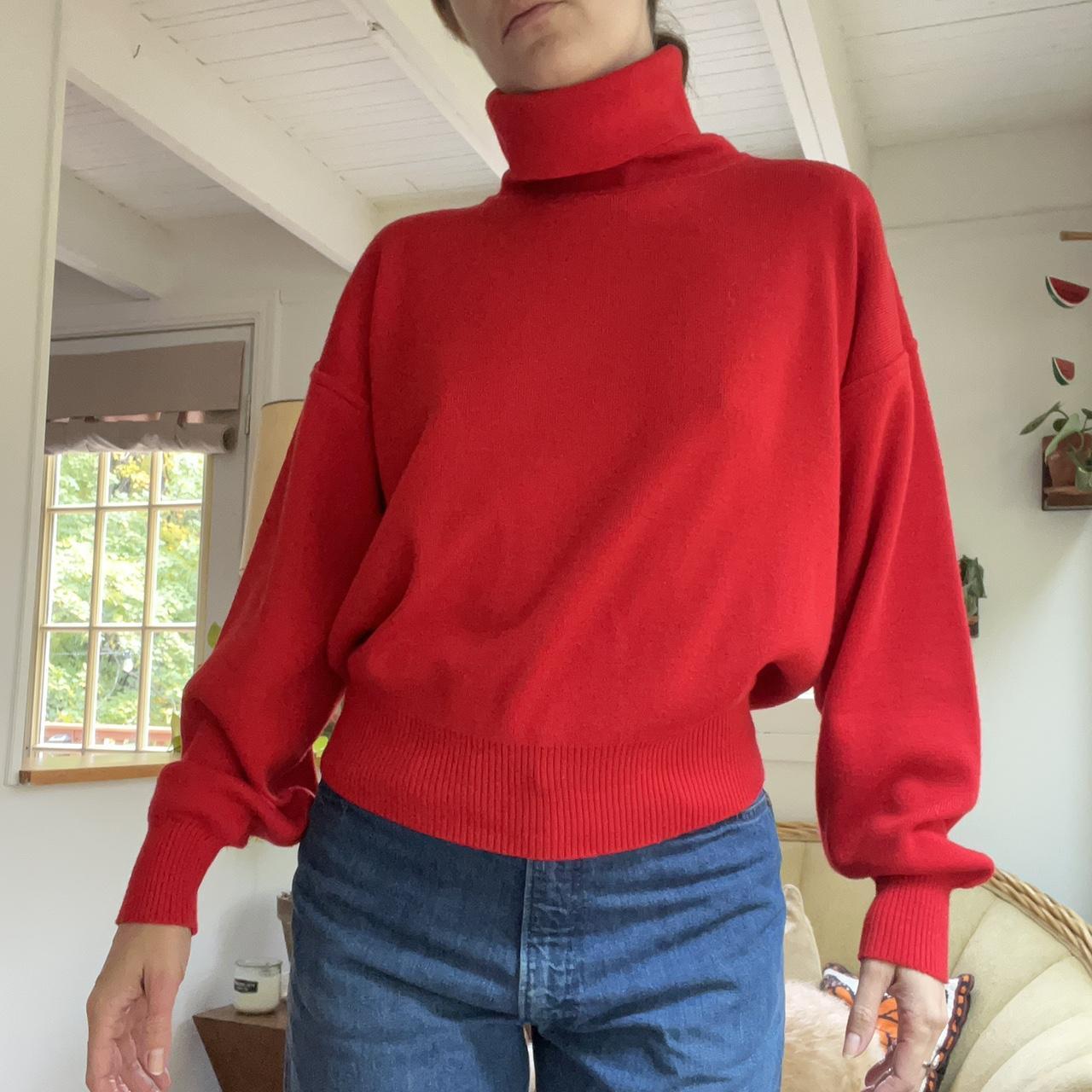 vintage chunky red sweater, fits like a medium but... - Depop