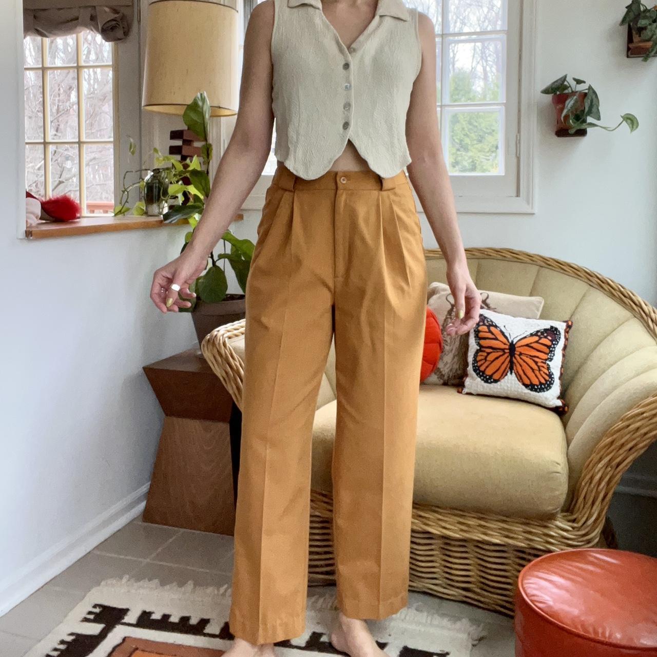 Vintage mustard high waisted pants, sz 10. Fits a... - Depop