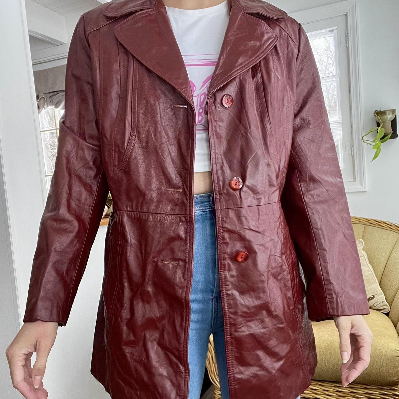 70’s rust leather jacket, NS but fits a women’s L... - Depop