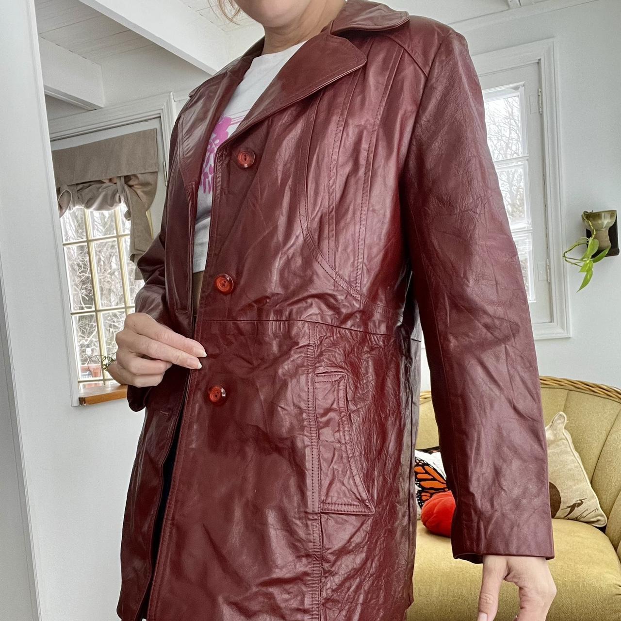 70’s rust leather jacket, NS but fits a women’s L... - Depop