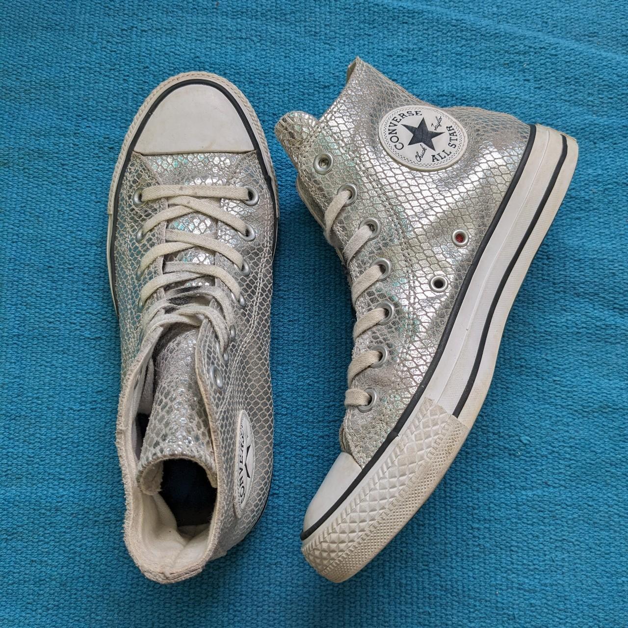 Converse All Star Metallic Snake Pattern Hi Top... - Depop