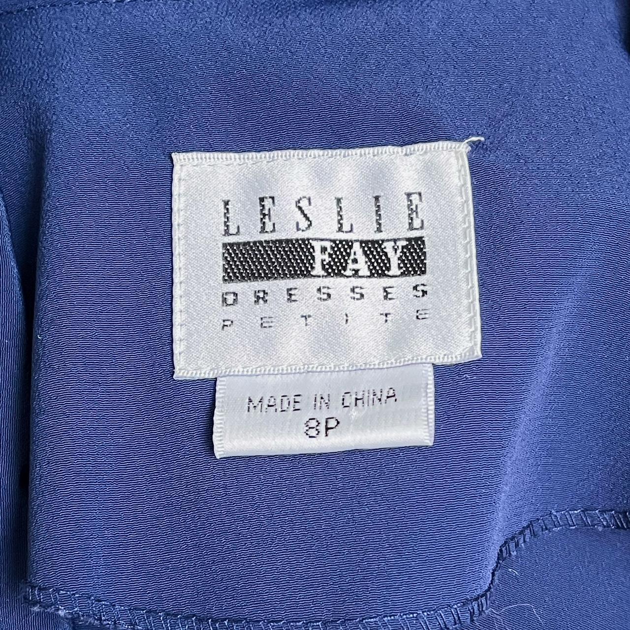 Leslie Fay Women's Blue and White Dress | Depop