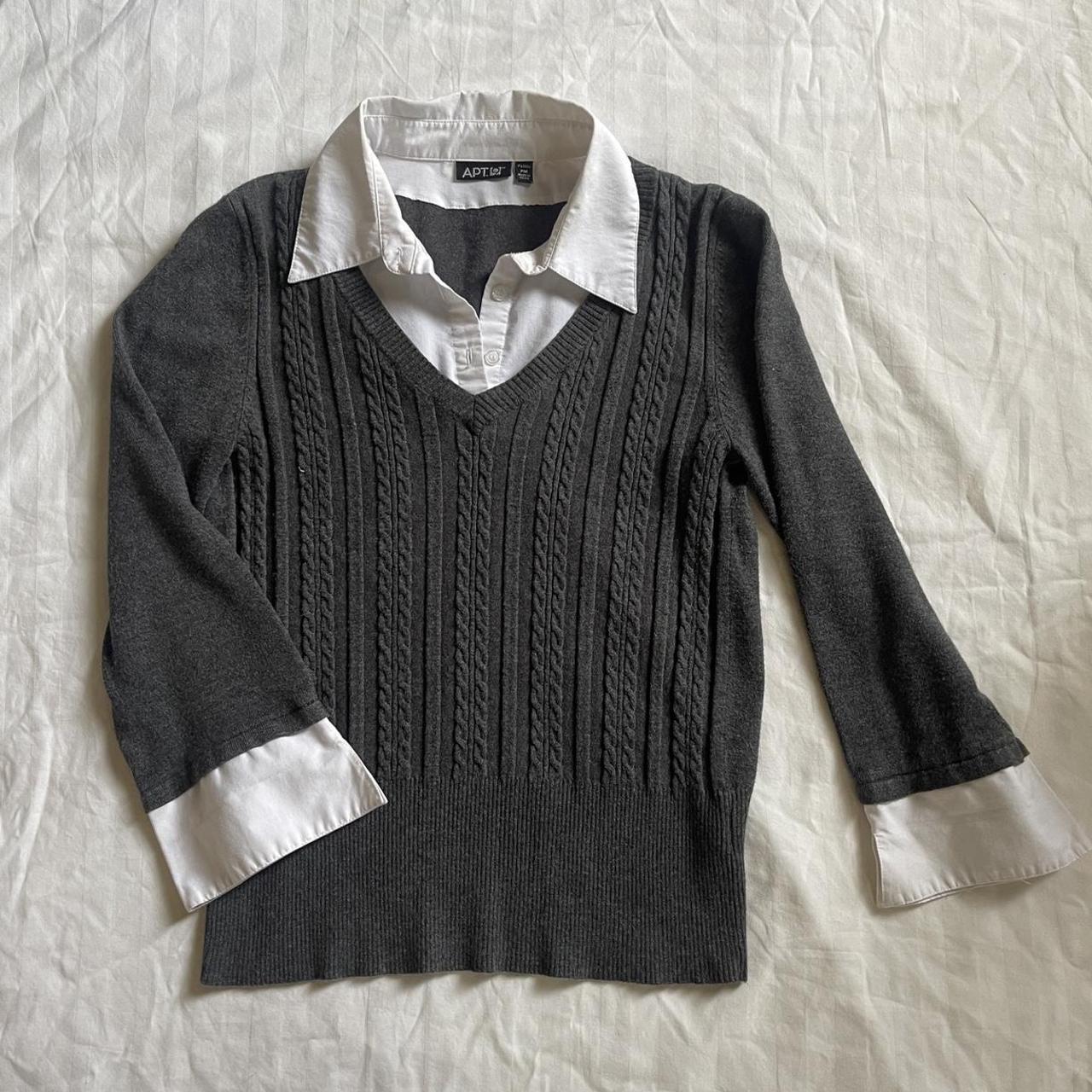 Grey collared sweater dark academia aesthetic,... - Depop