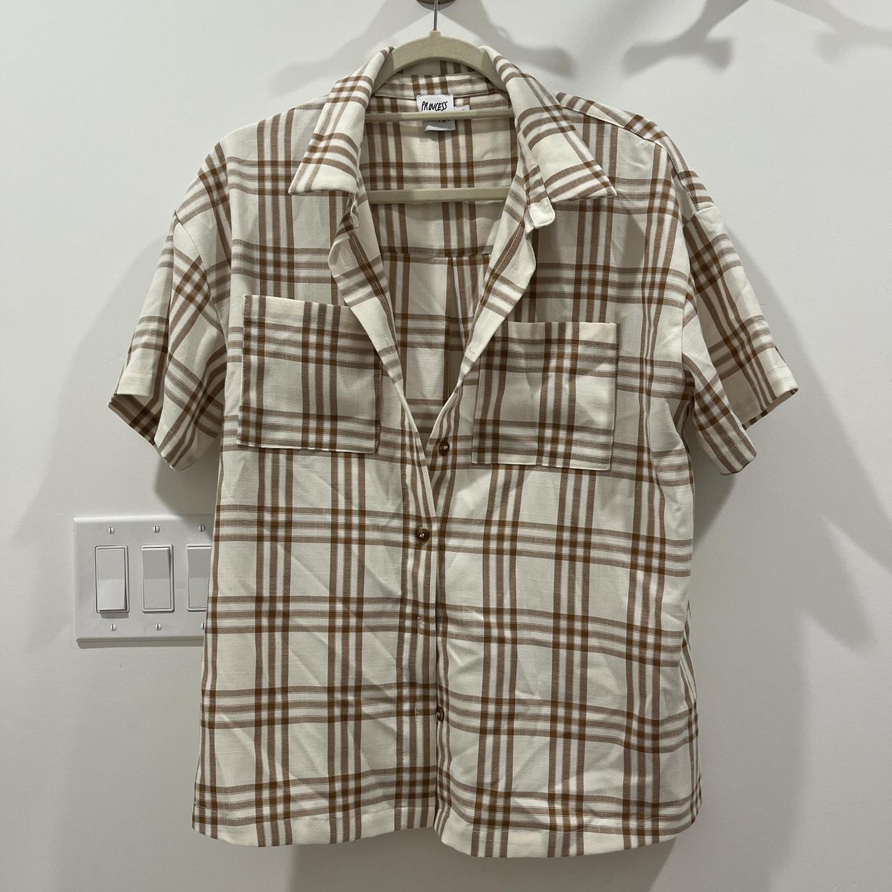Princess Polly brown checker shirt | Depop