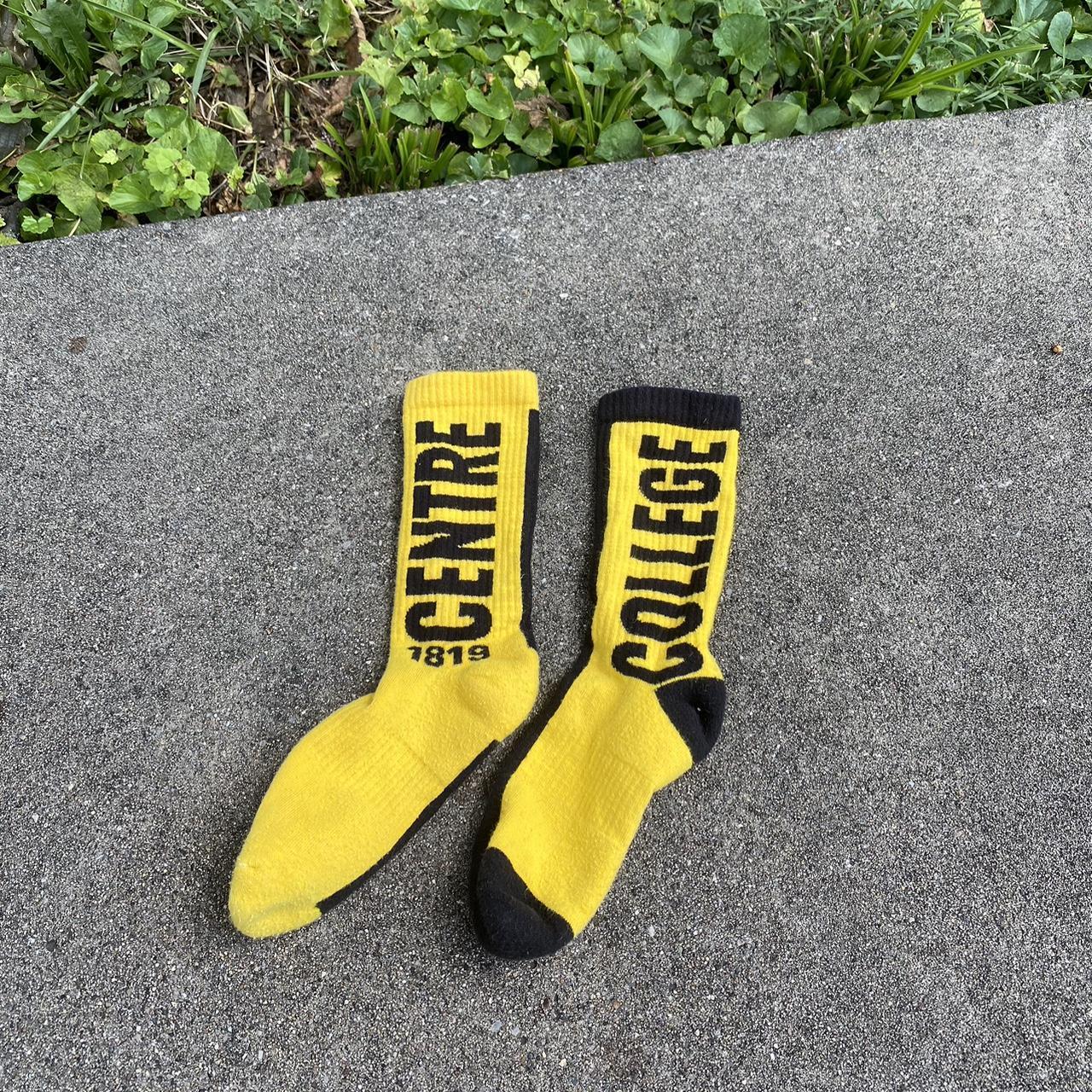 black and yellow centre college socks💛🖤 look your... - Depop