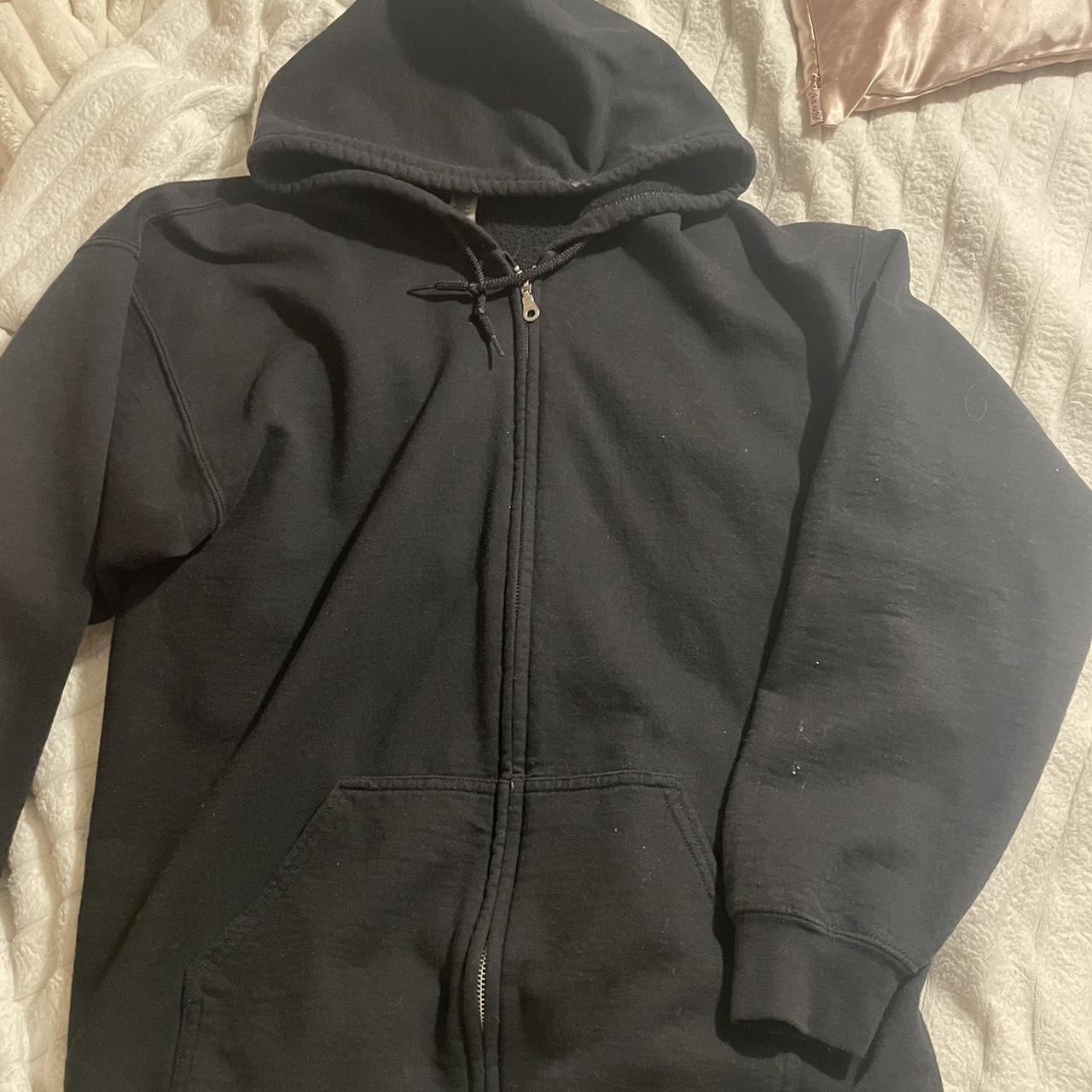 basic black zip up! size large, super cute - Depop