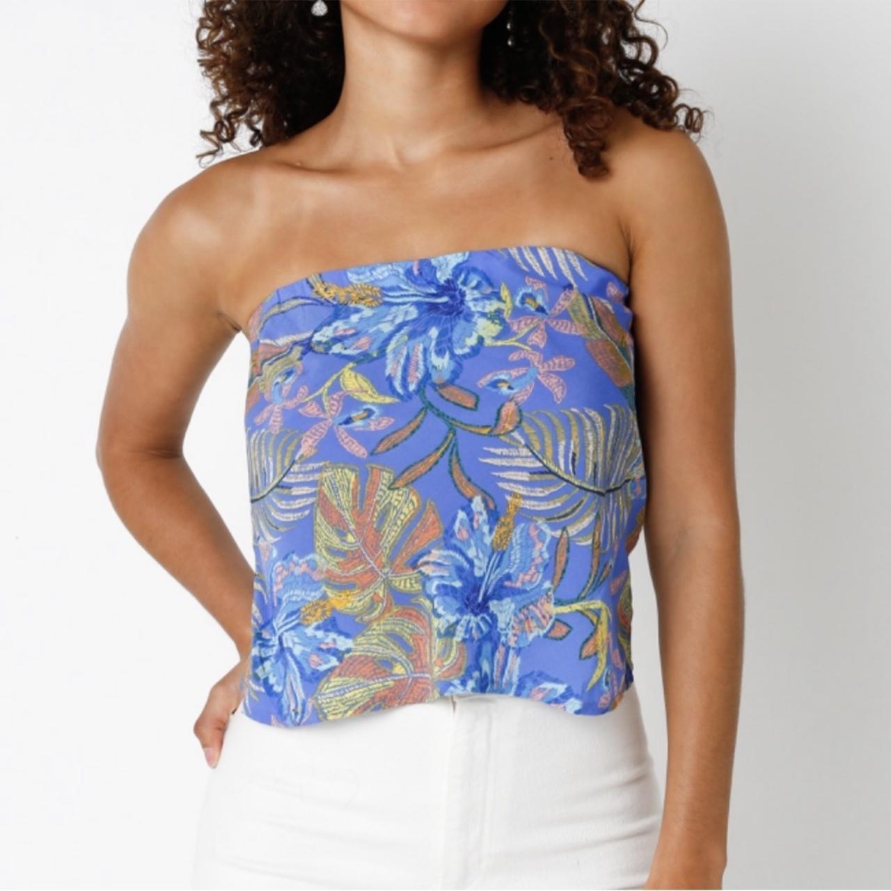 Blue tropical tube top. HAVE SMALL AND MEDIUM. - Depop