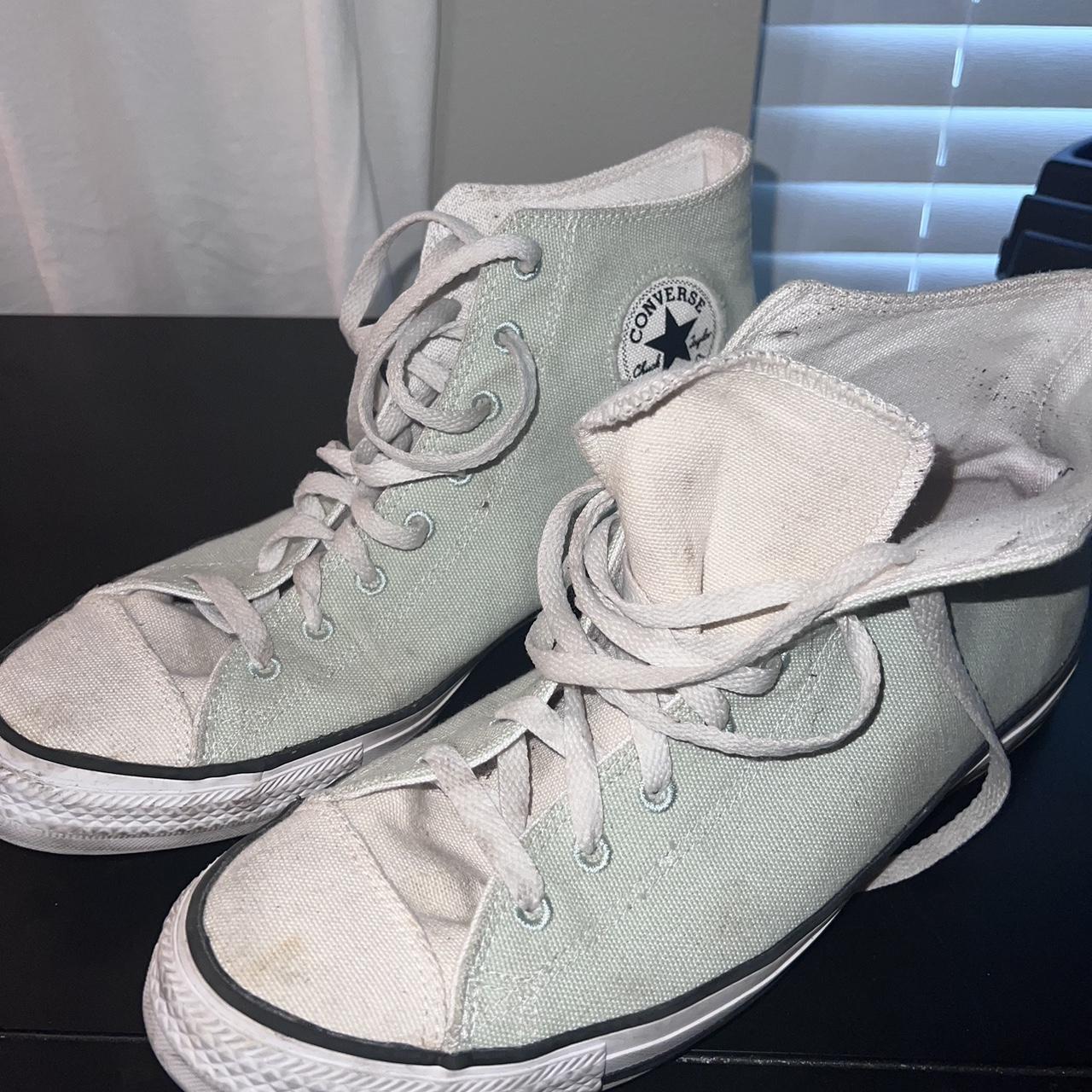 Light green converse. Size 11.5. Some marks and wear... - Depop