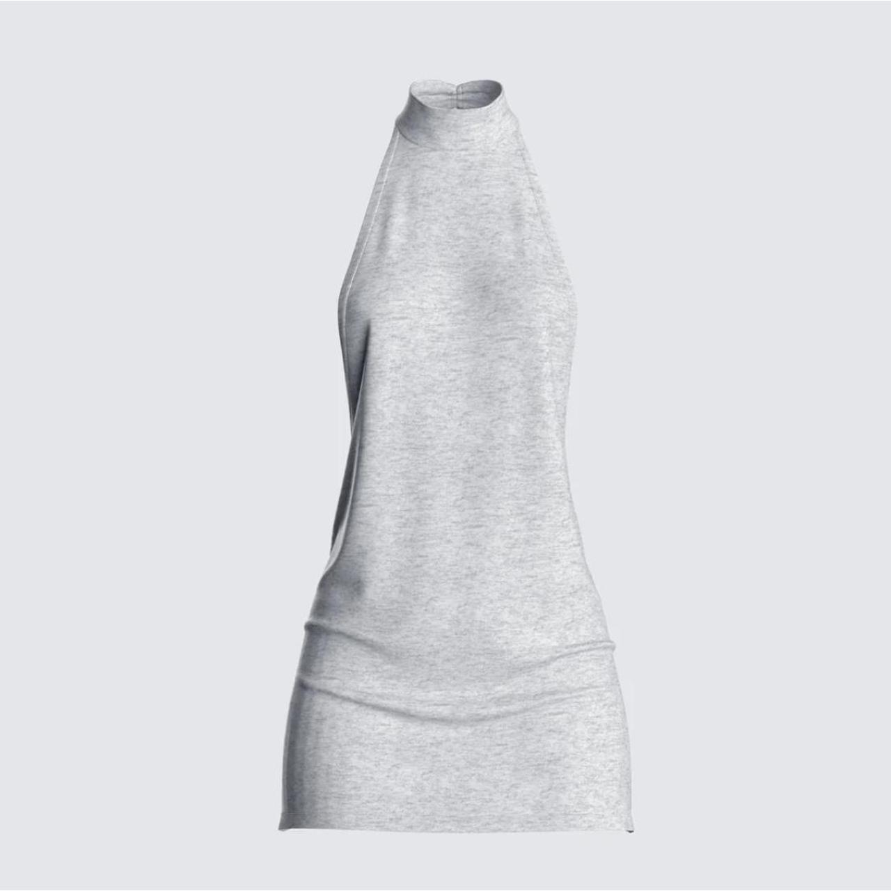 Grey Halter Mini Dress - SMALL (4-6) BUST 34” Waist... - Depop