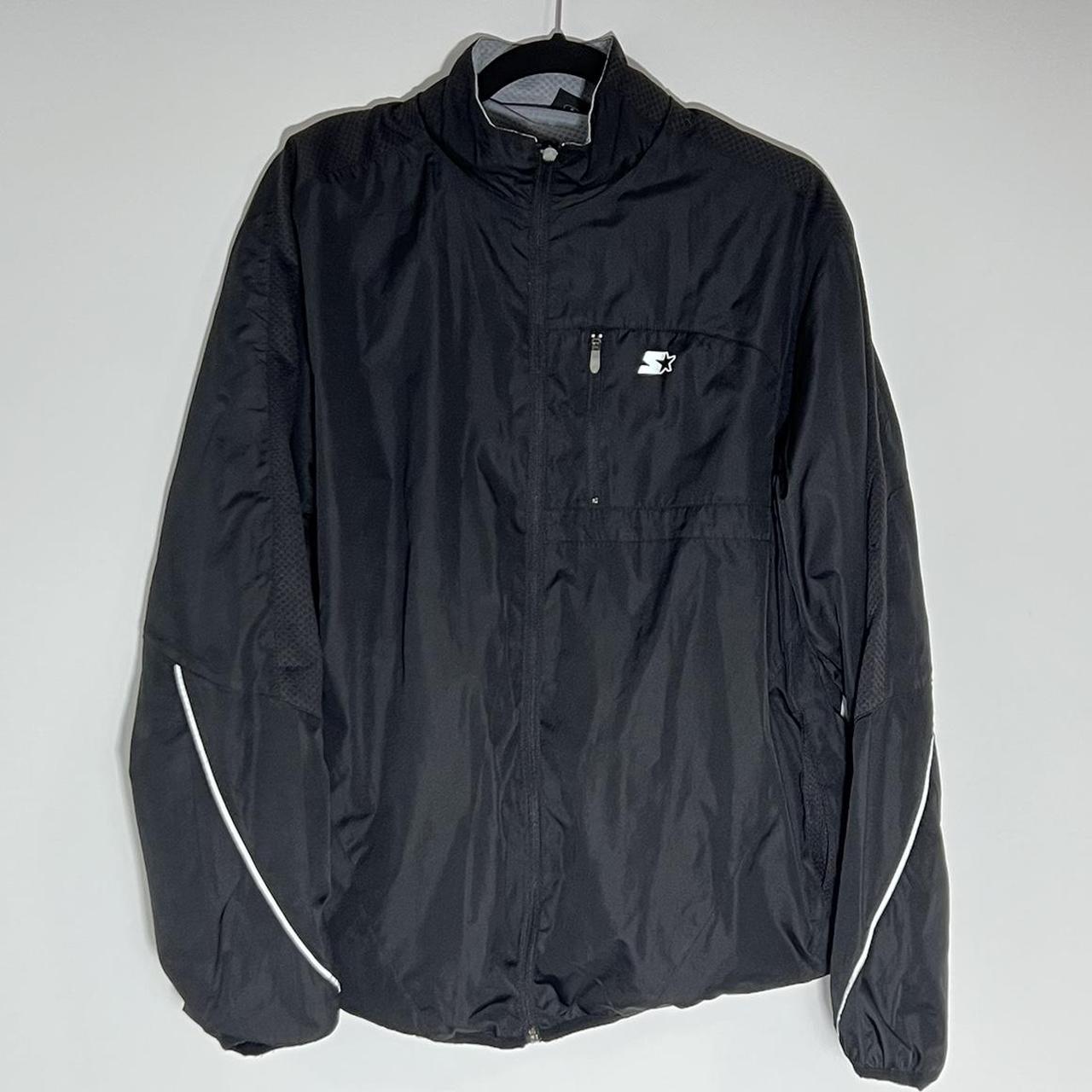 Vintage Starter Jacket Black zip up Windbreaker Size... - Depop