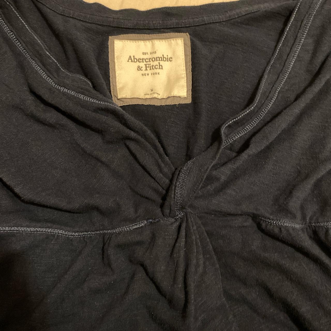 abercrombie & fitch navy blue babydoll top low cut v... - Depop