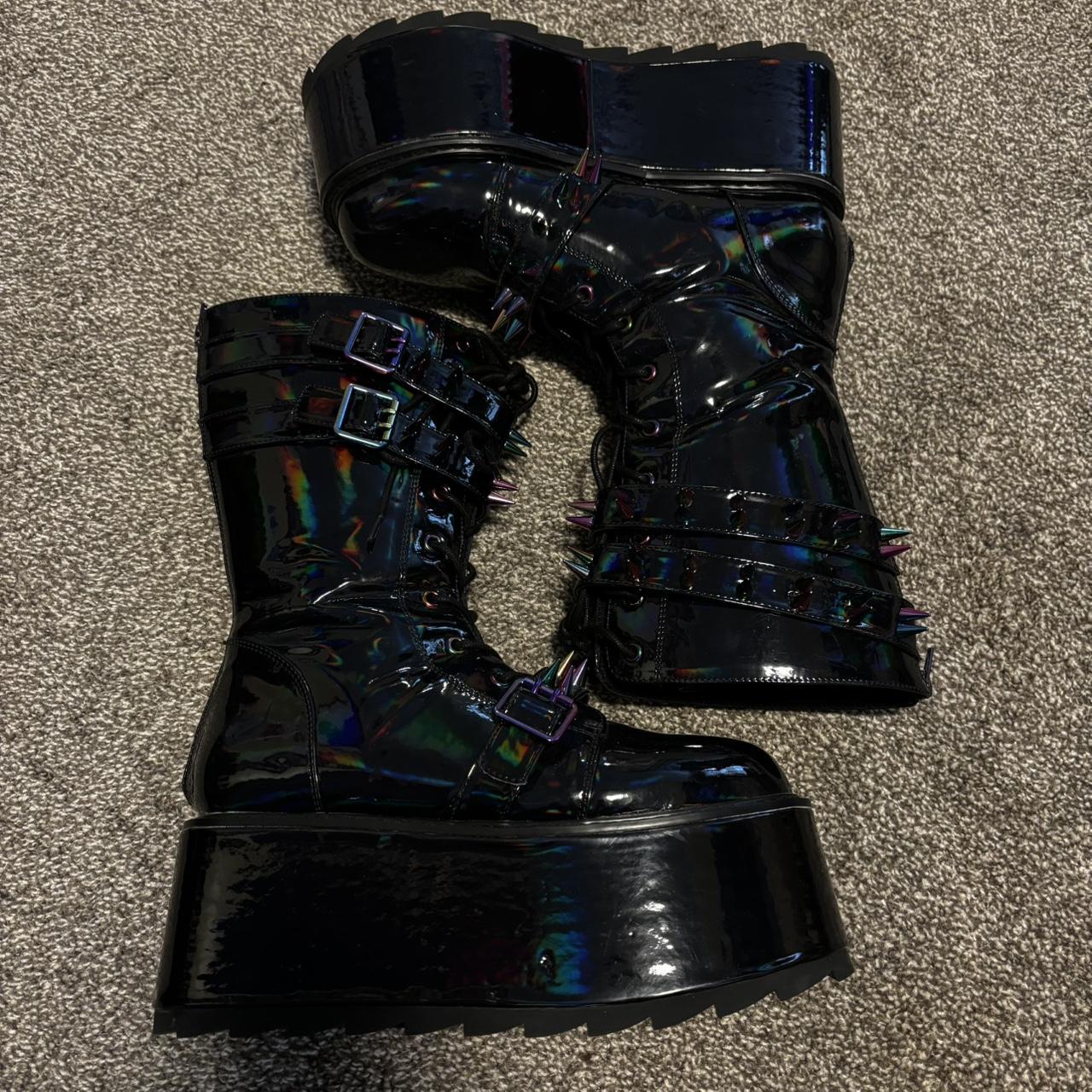 YRU Trance Black Hologram platform boots. Size... - Depop