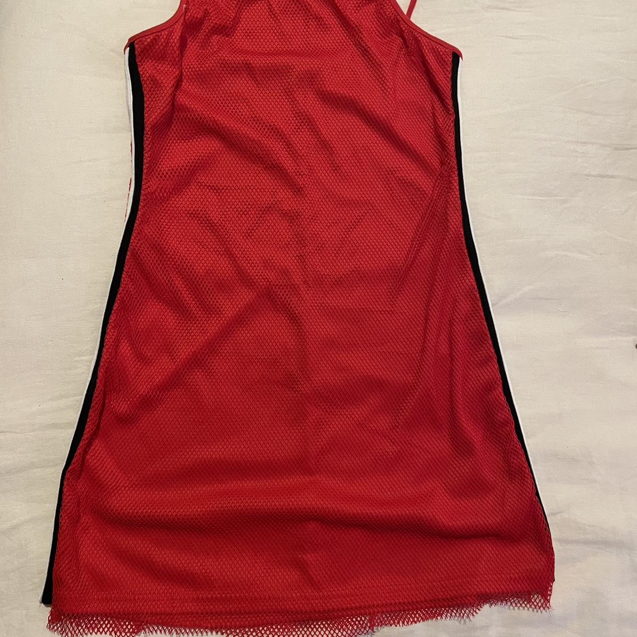 Red mesh mini dress - Depop