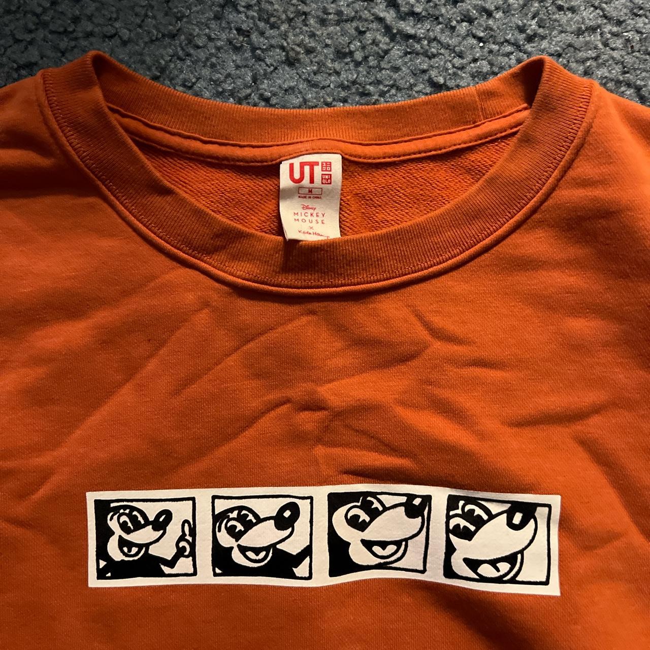 UNIQLO Men's Orange and White Hoodie | Depop