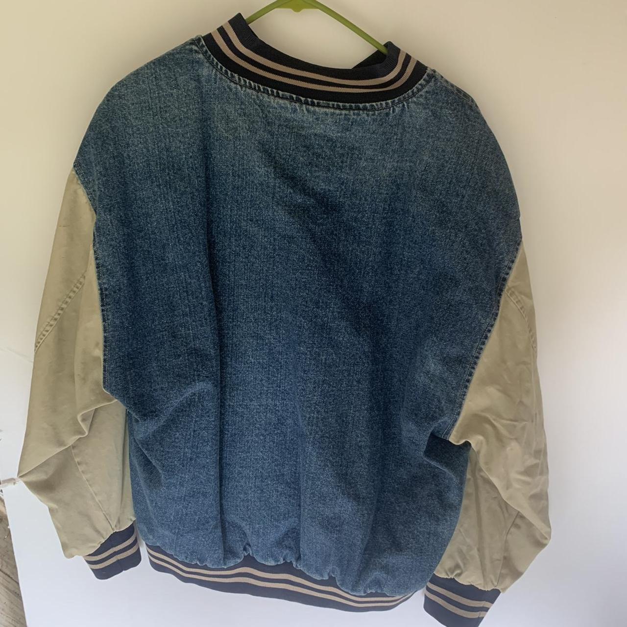 vintage route 66 varsity jean jacket, has a bleach... - Depop