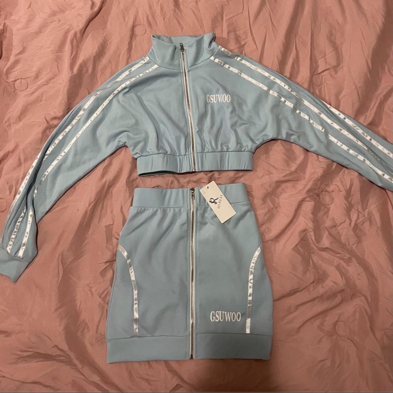 GSUWOO Blue Two Tone Skirt Set, never worn new with... - Depop