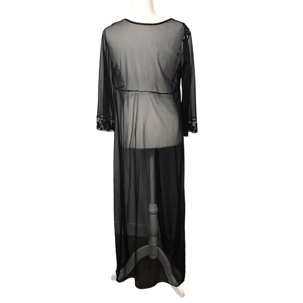 Sheer black long sleeves lace trim robe Versatile... - Depop