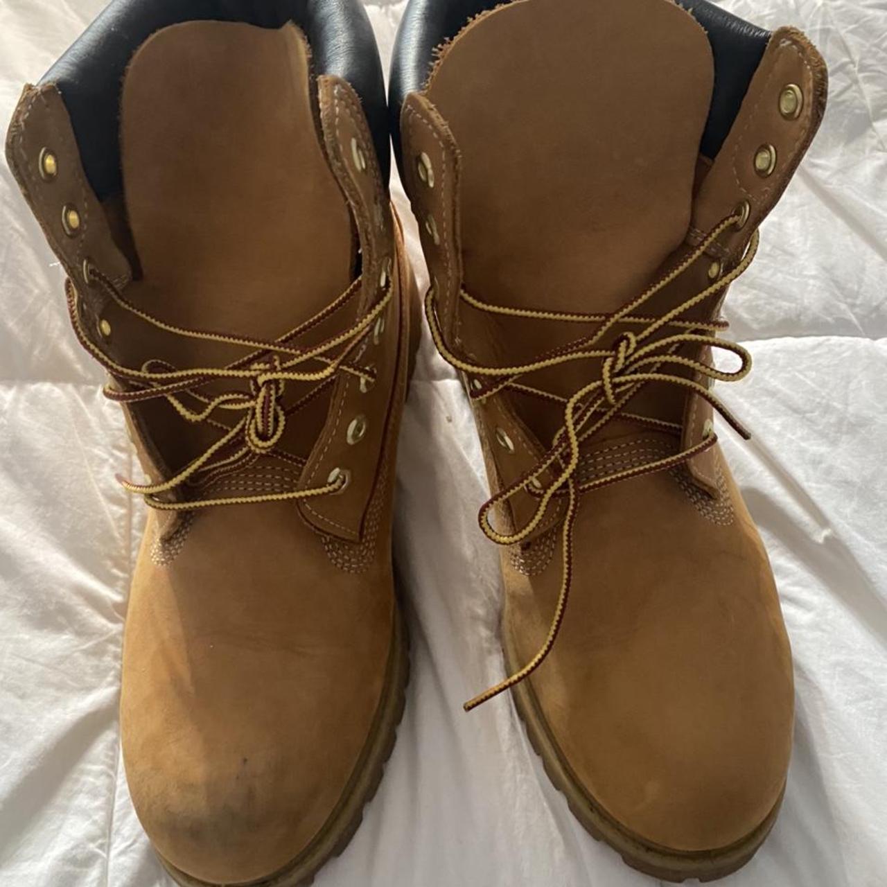 6 inch wheat timbs SIZE 9.5 basically new - Depop