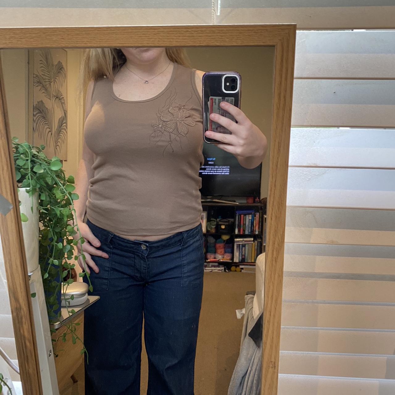 Cutest brown tank top that is stretchy and fits so... - Depop