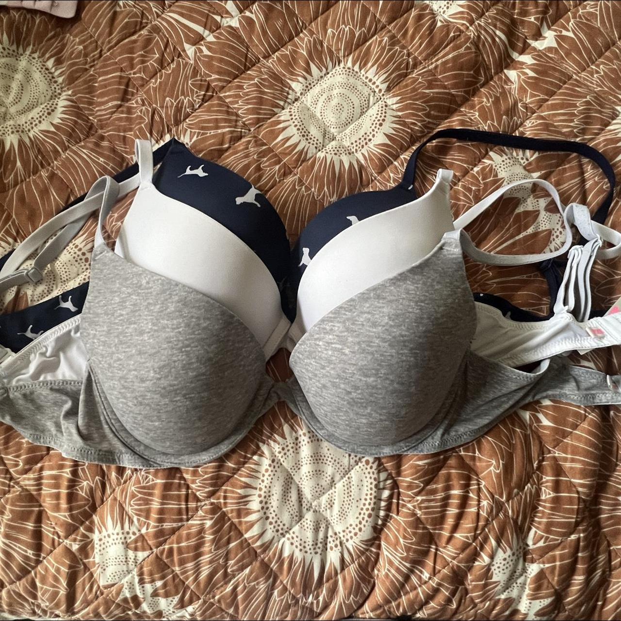 3 pack PINK Victoria Secret bra set All size 32C... - Depop