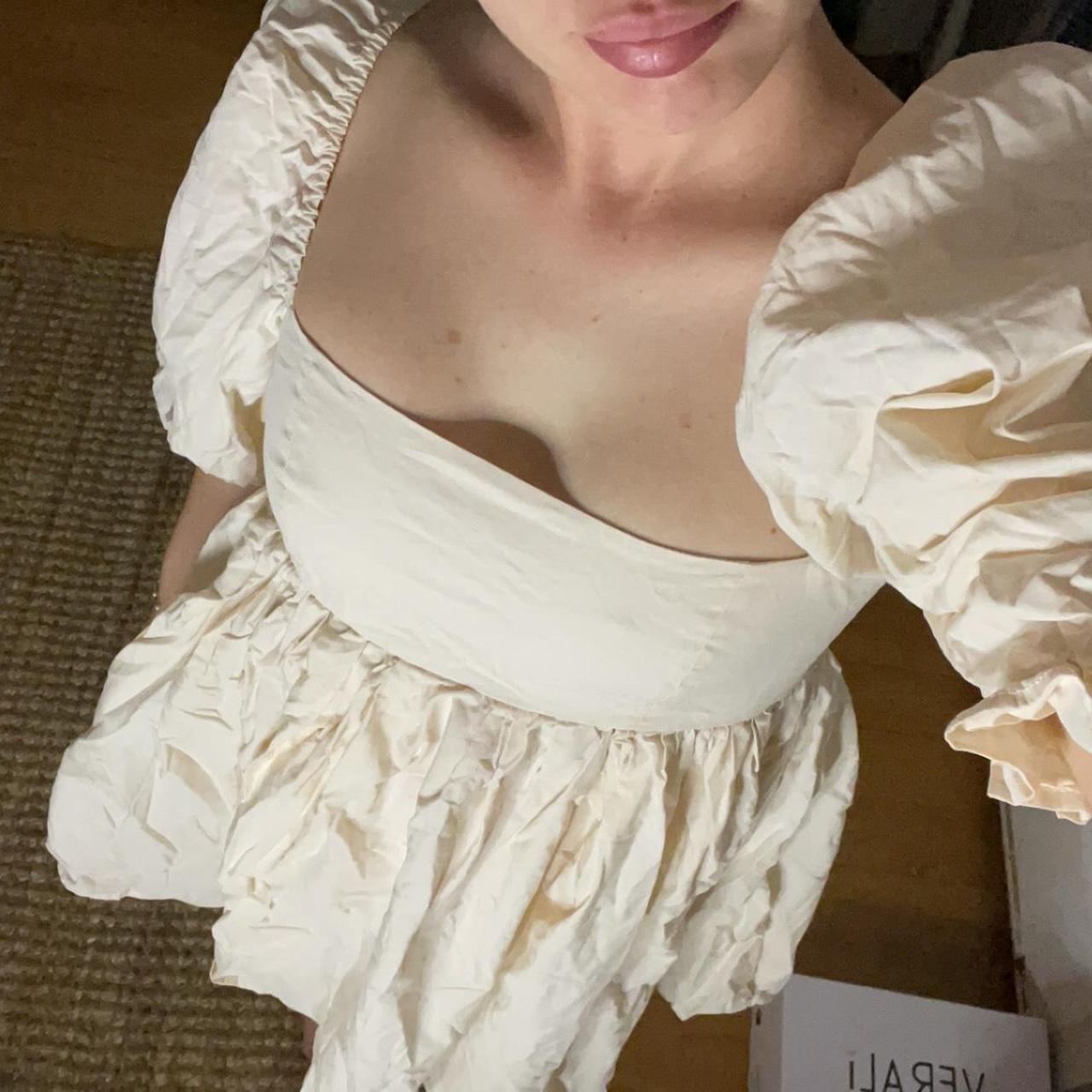 Stella moda Puff sleeve mini dress 🤍 Needs a steam... | Depop