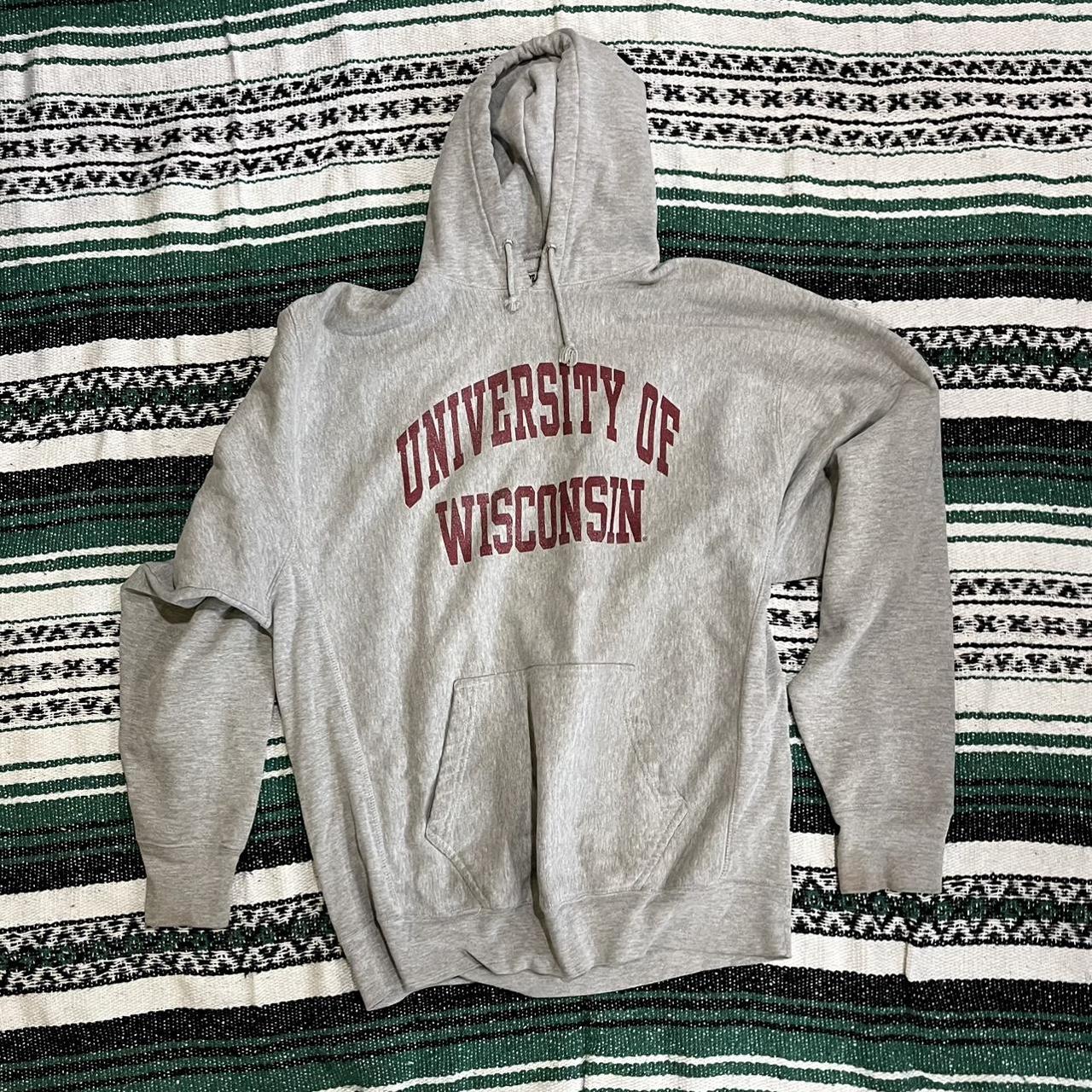 Wisconsin Badgers Grey Gray Hoodie Large FREE... - Depop