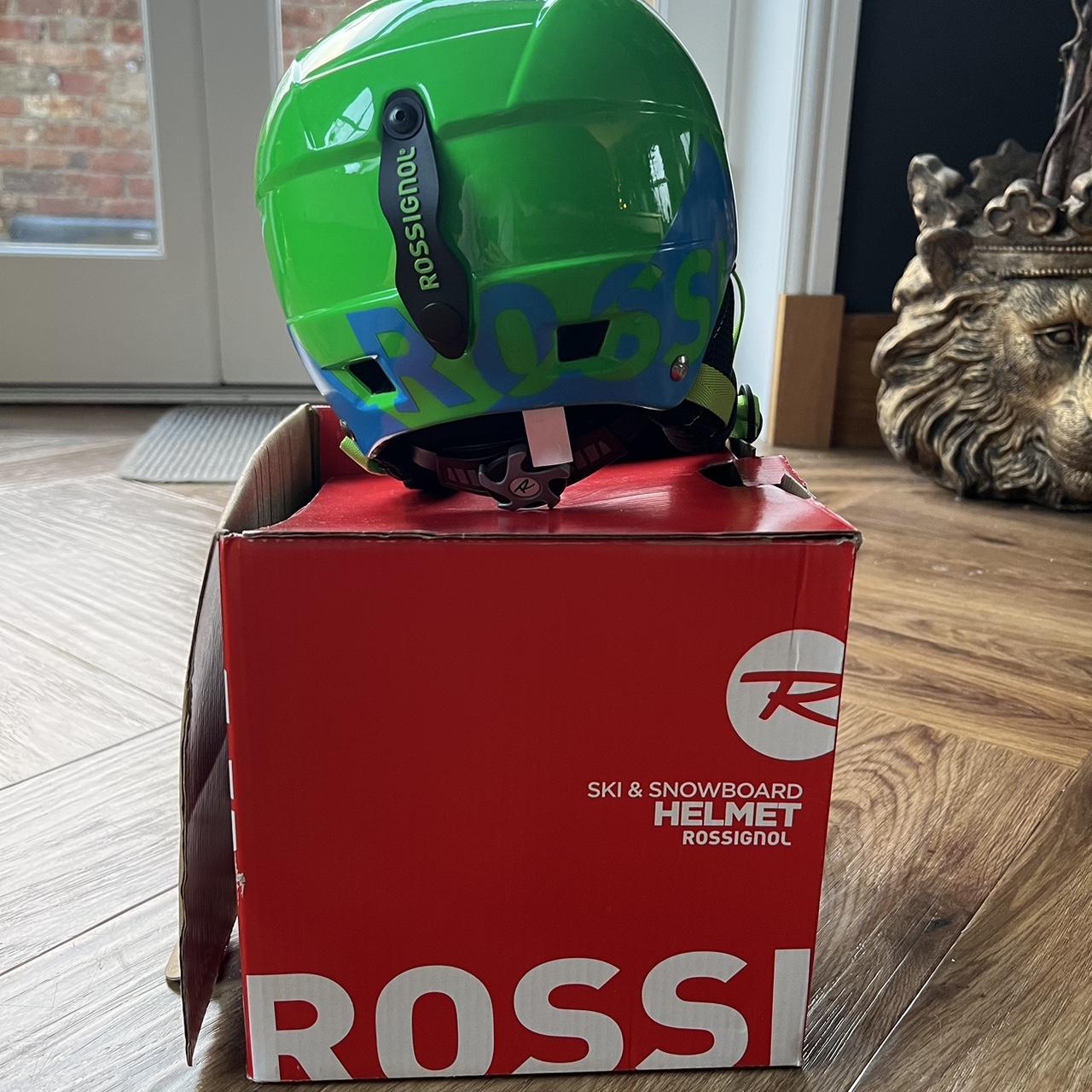 A great green and blue Rossignol ski helmet, used... - Depop