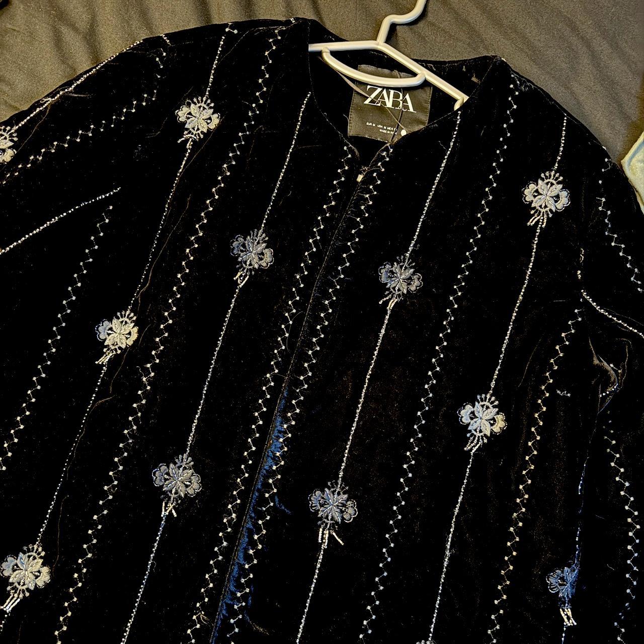 Velvet embellished zara jacket Worn once Size medium - Depop
