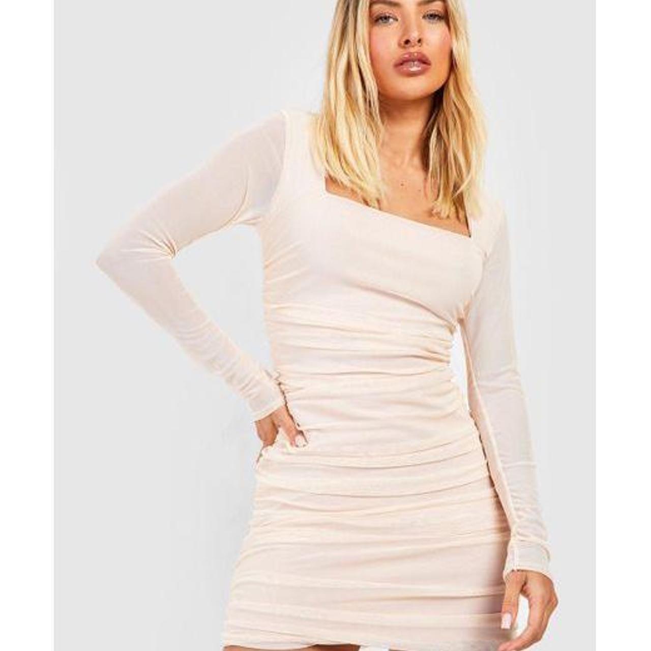 Mesh ruched mini dress - Depop