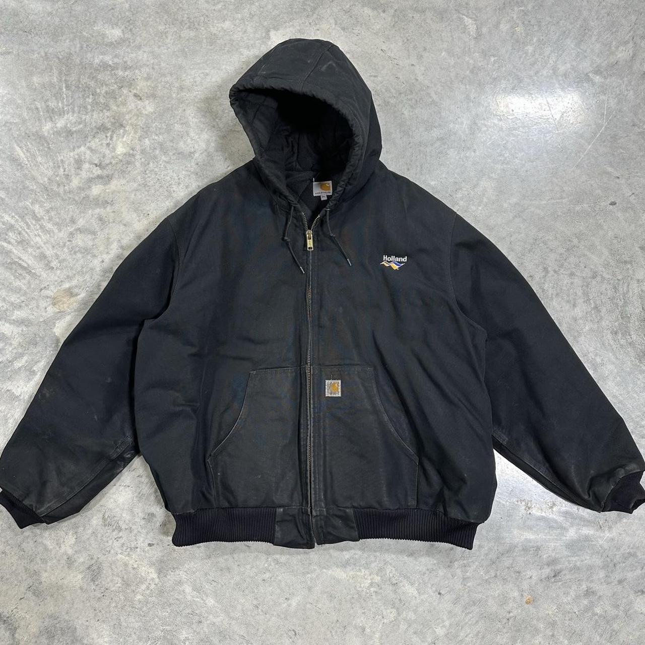 Black carhartt jacket canvas distressed Good... - Depop