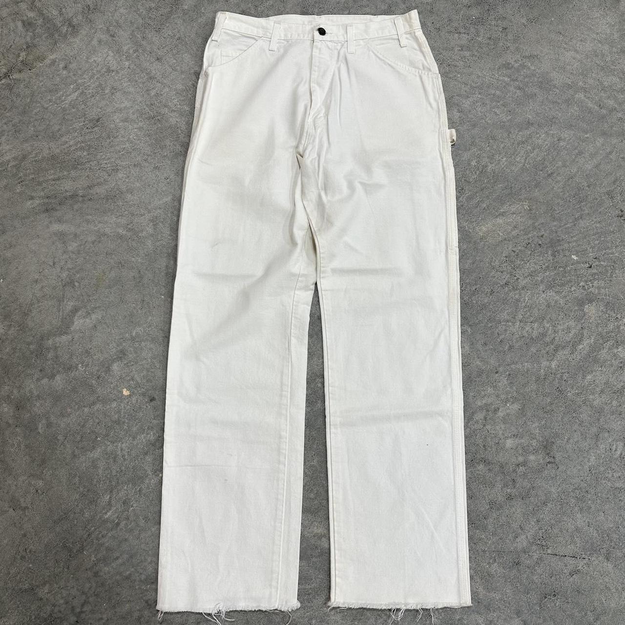 White dickies carpenter style work pants straight... - Depop